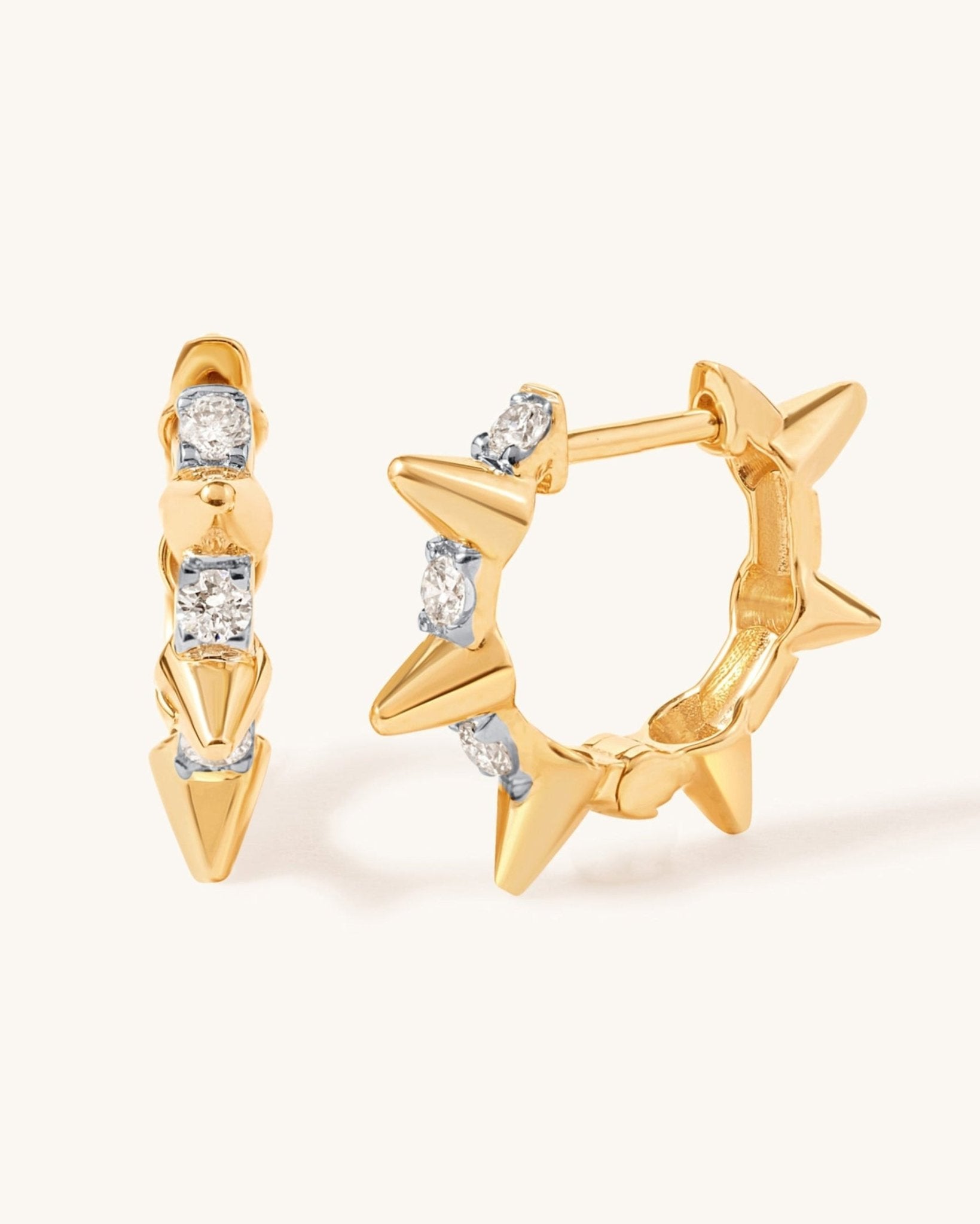 Gold and Diamond Spike Huggies | Sparkle Society