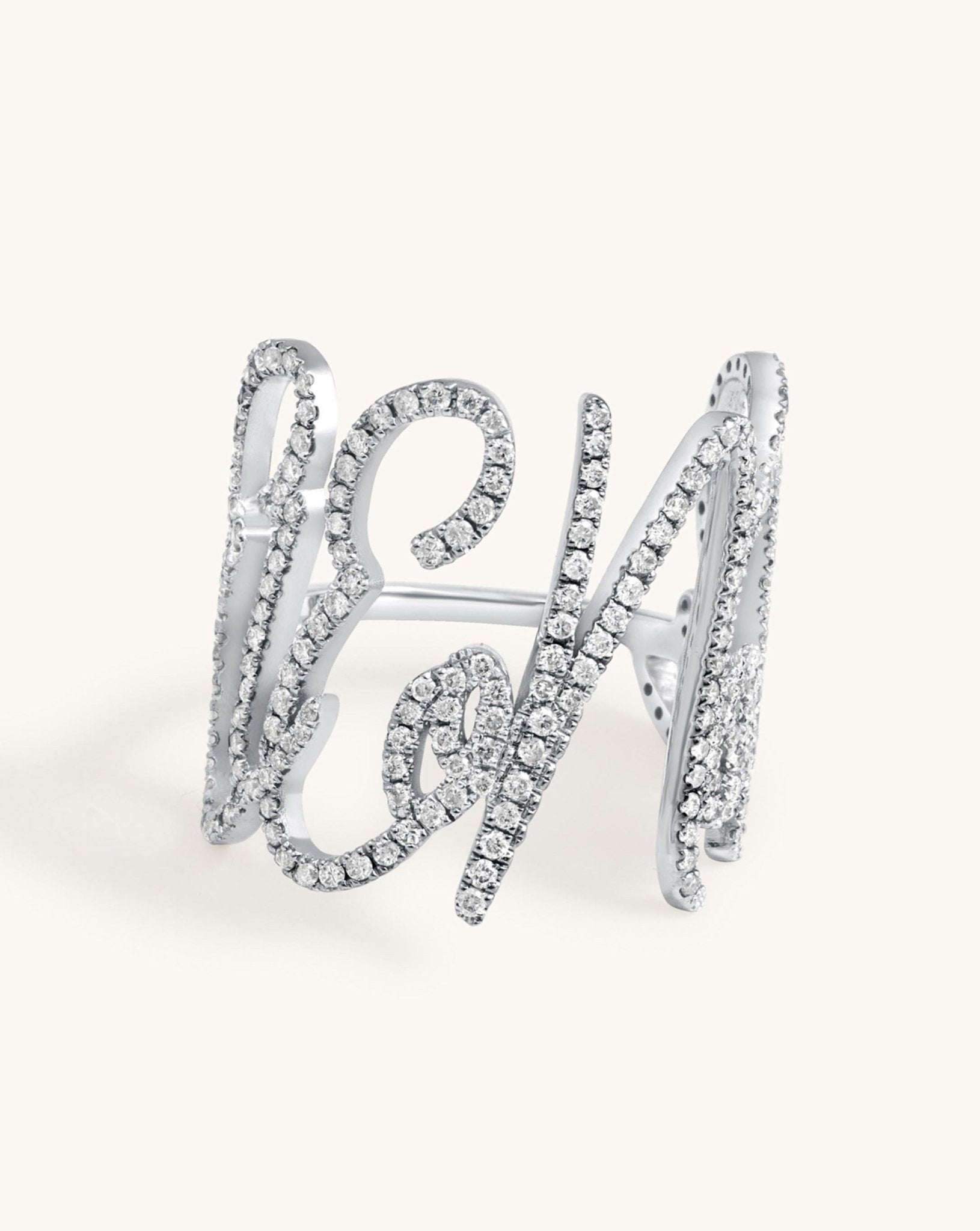 Jumbo Script Diamond Name Ring | Sparkle Society