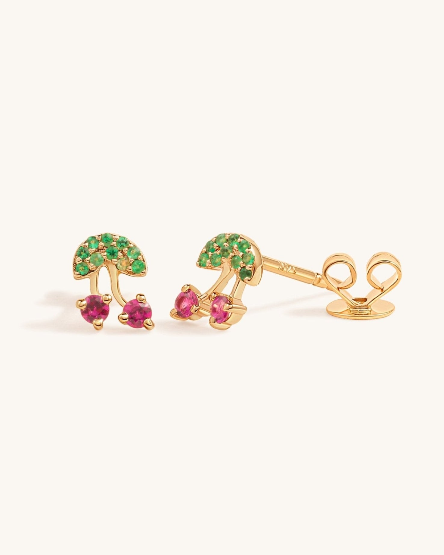 Tiny Gemstone Cherry Studs | Sparkle Society