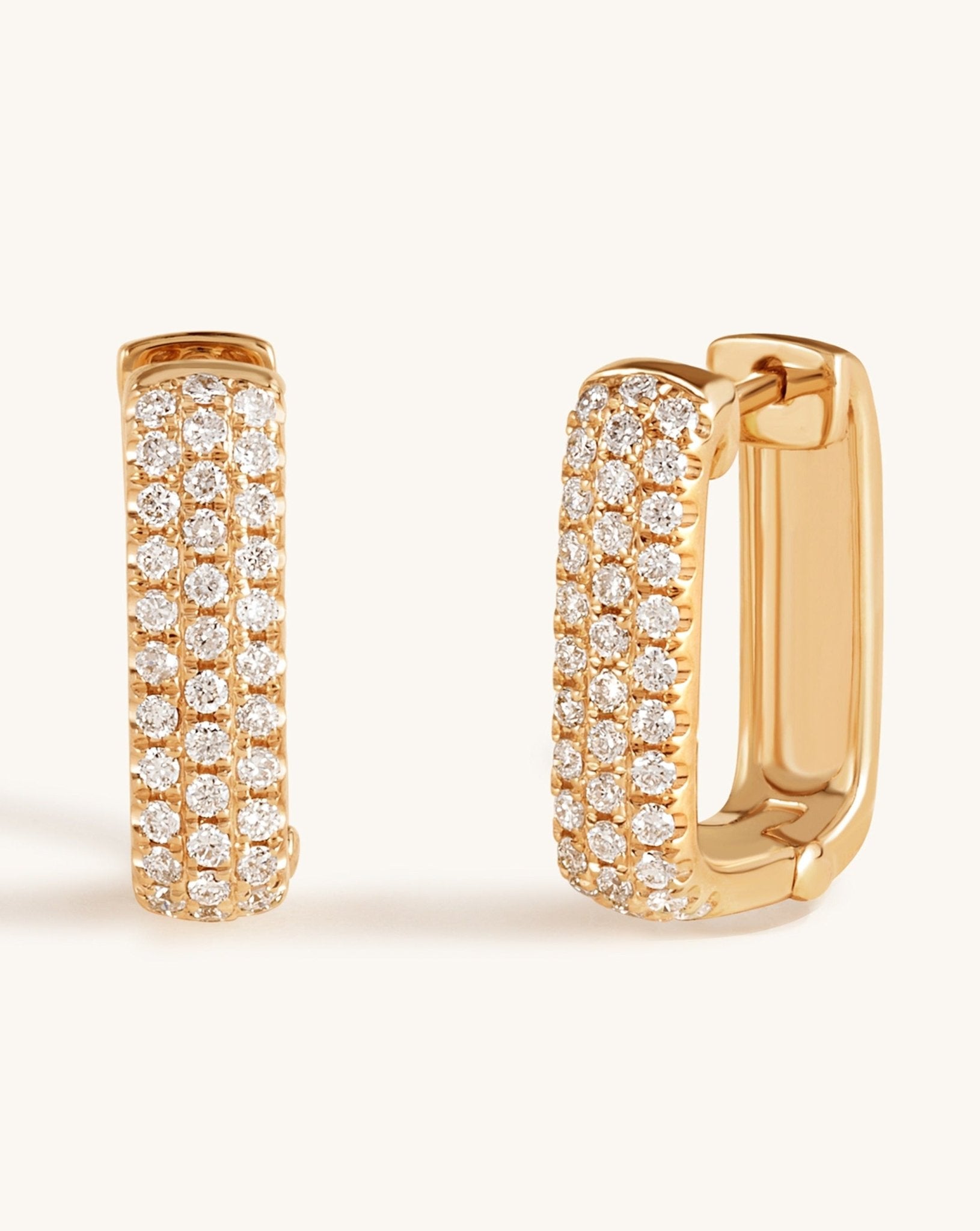 Triple Row Diamond Rectangular Huggies | Sparkle Society