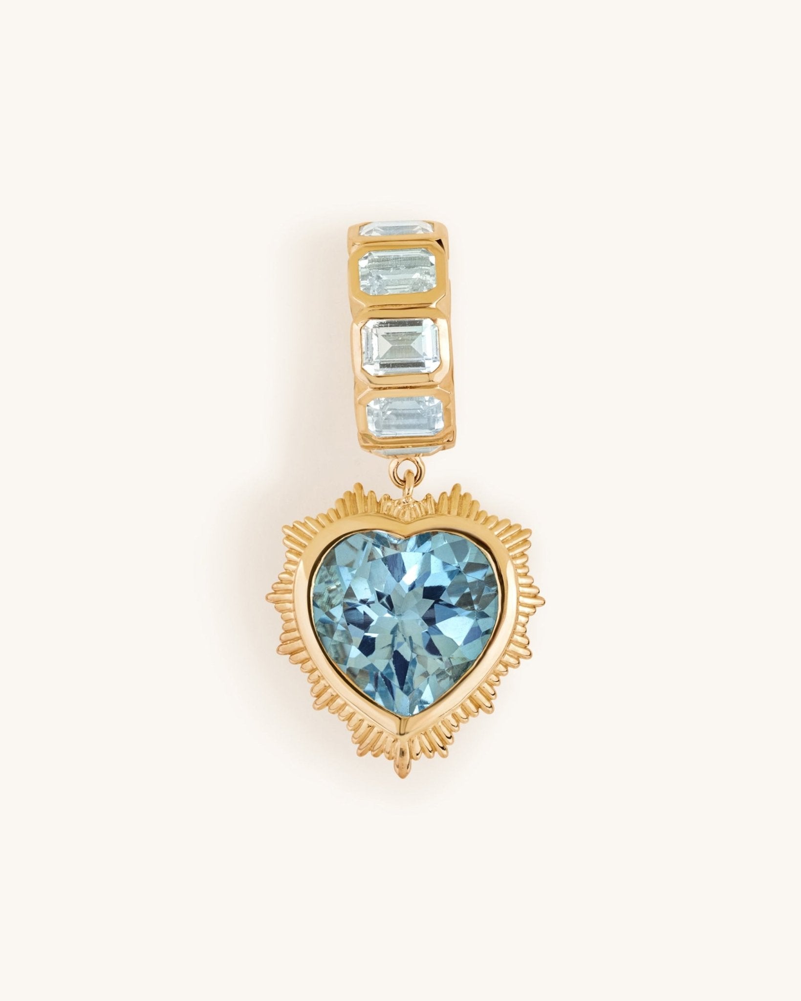 Blue Topaz Gold Radiant Heart Shape Charm | Sparkle Society