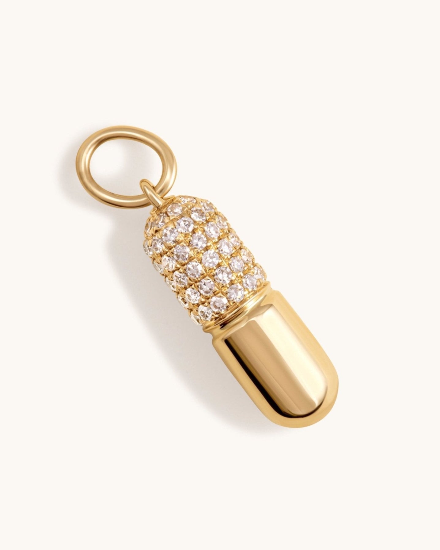 Diamond and Gold Pill Necklace Charm | Sparkle Society