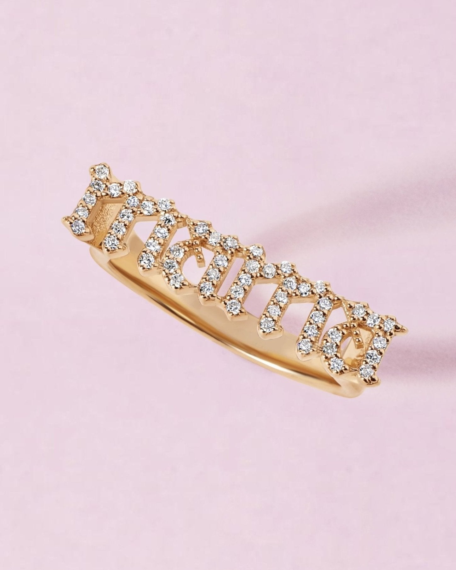 Diamond Gothic Name Ring | Sparkle Society
