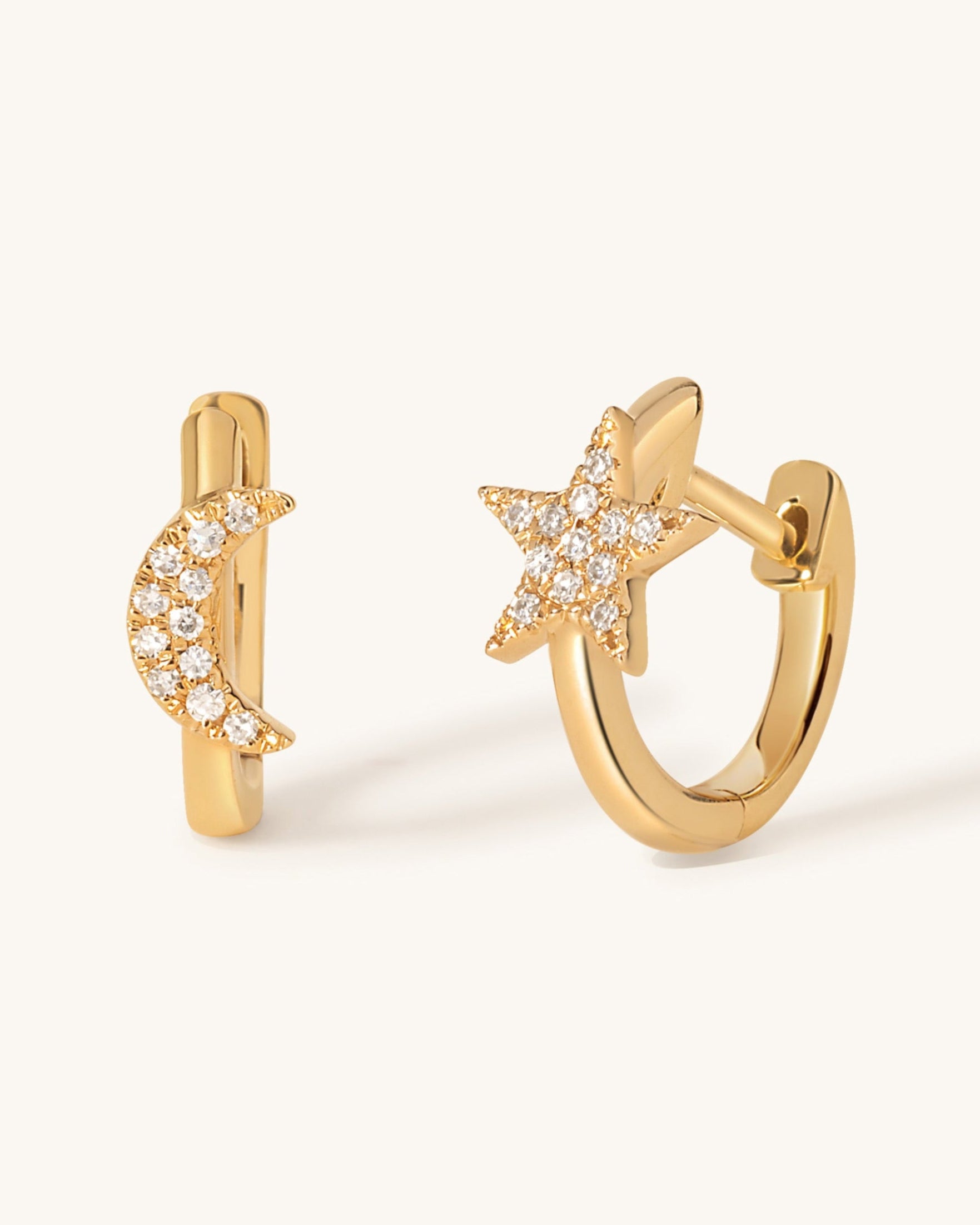 Diamond Moon And Star Gold Huggies | Sparkle Society