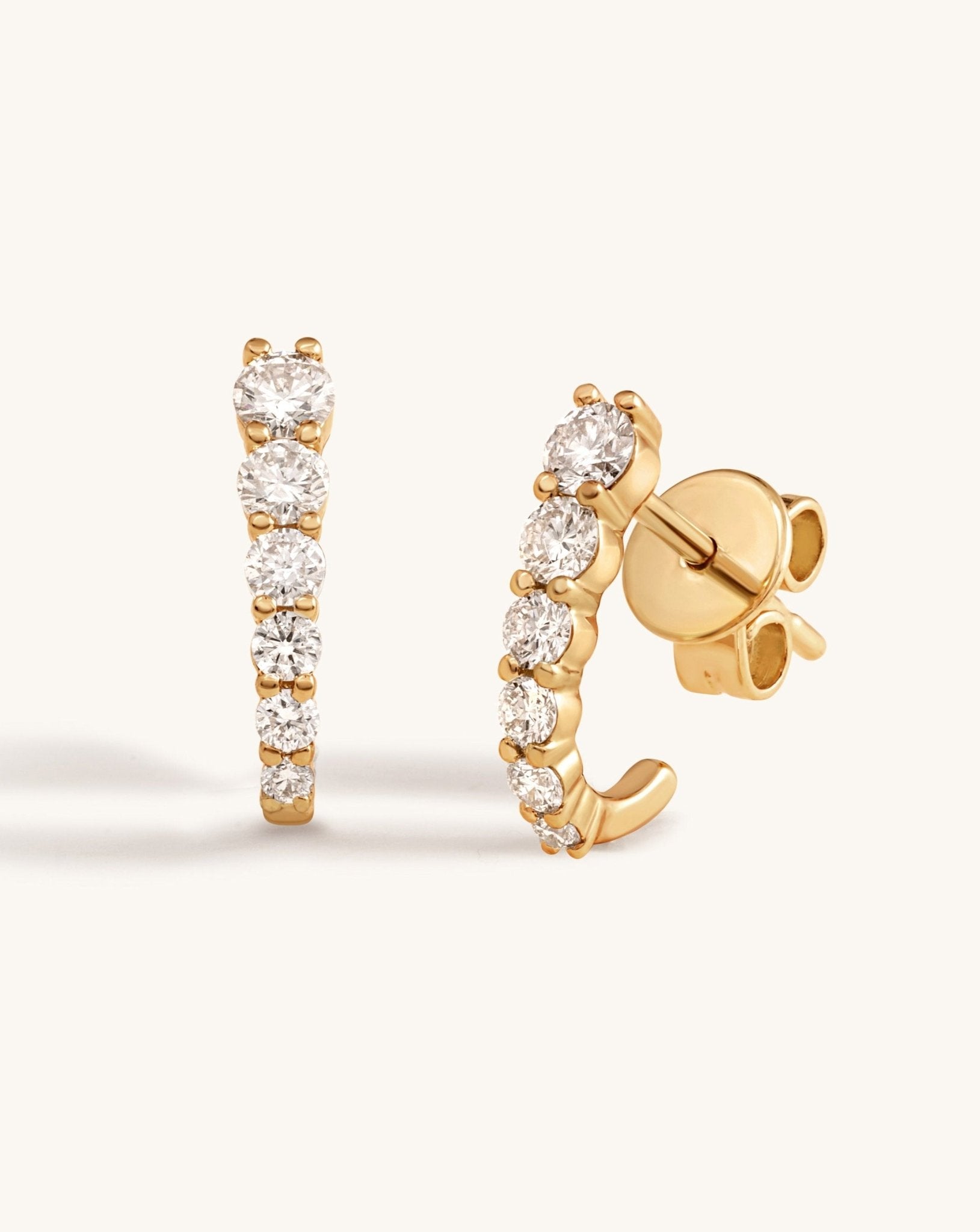 Diamond Prong J-Earrings | Sparkle Society