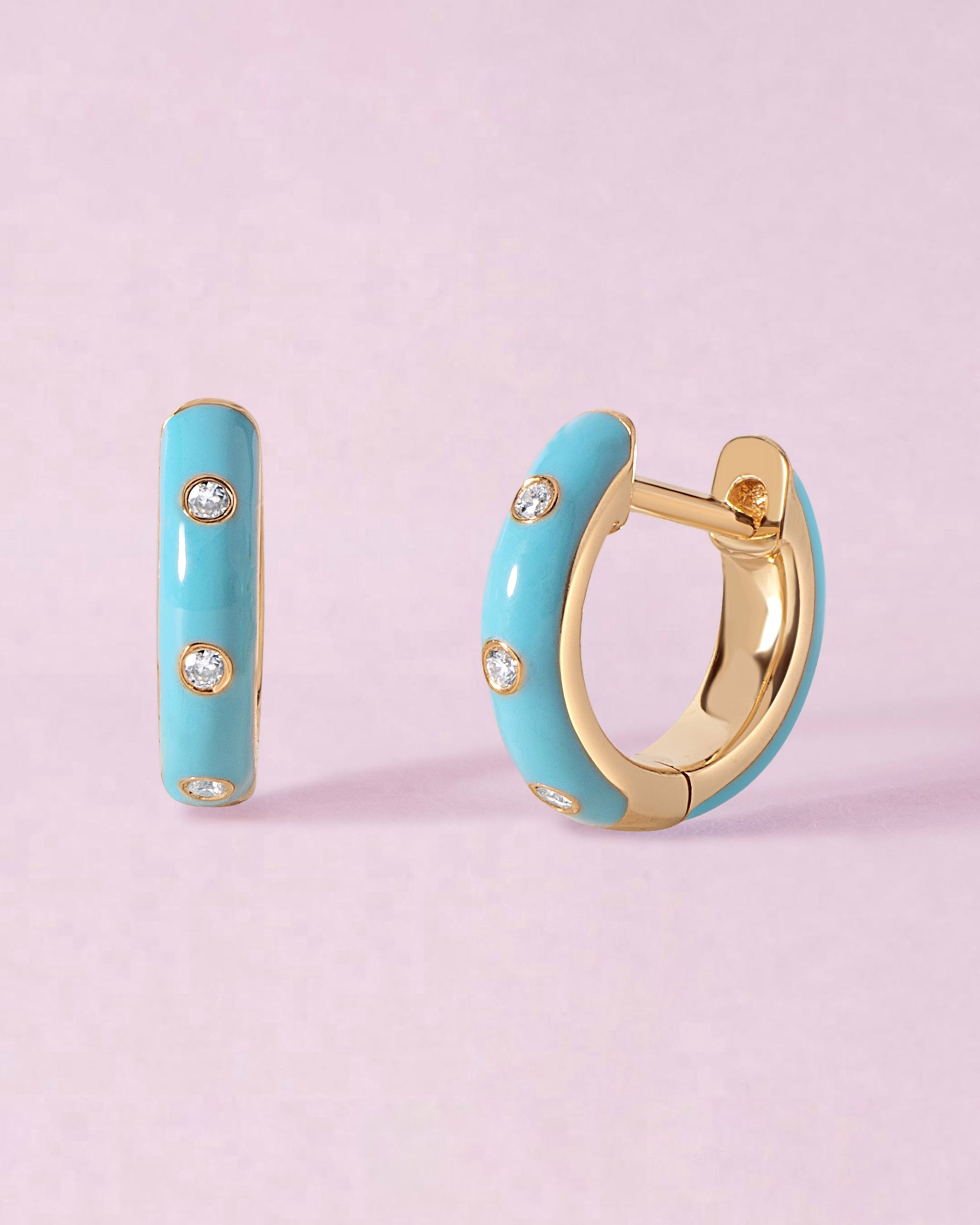 Enamel & Diamond Inlay Huggies | Sparkle Society