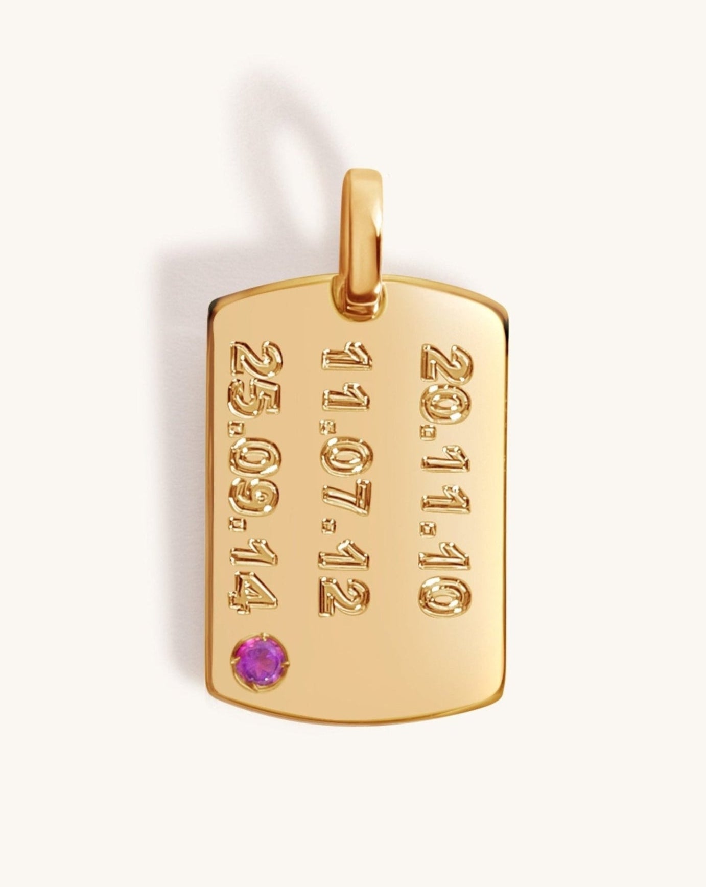 Engravable Solid Gold And Single Gemstone ID Tag | Sparkle Society