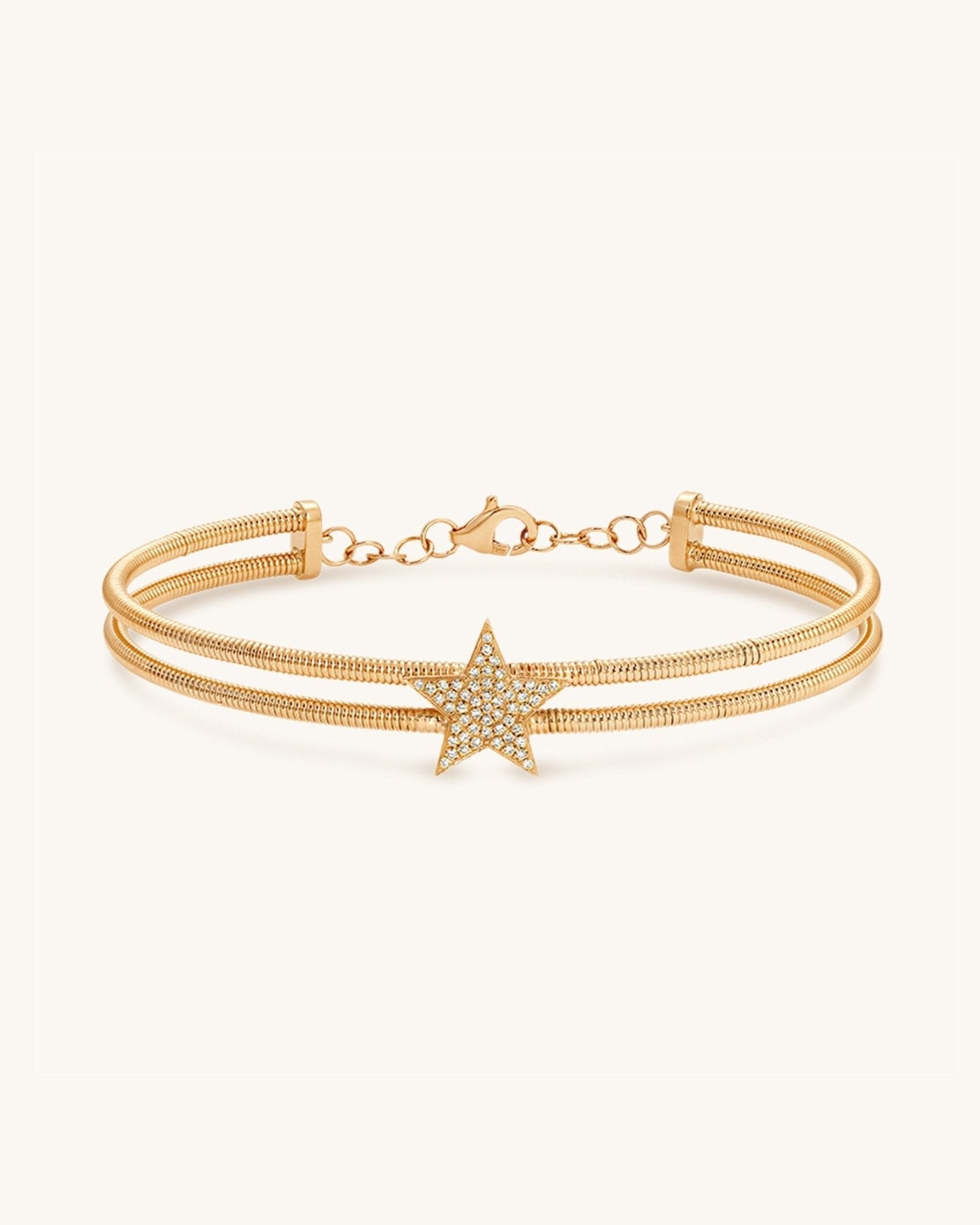 Gold and Diamond Star Omega Bracelet | Sparkle Society