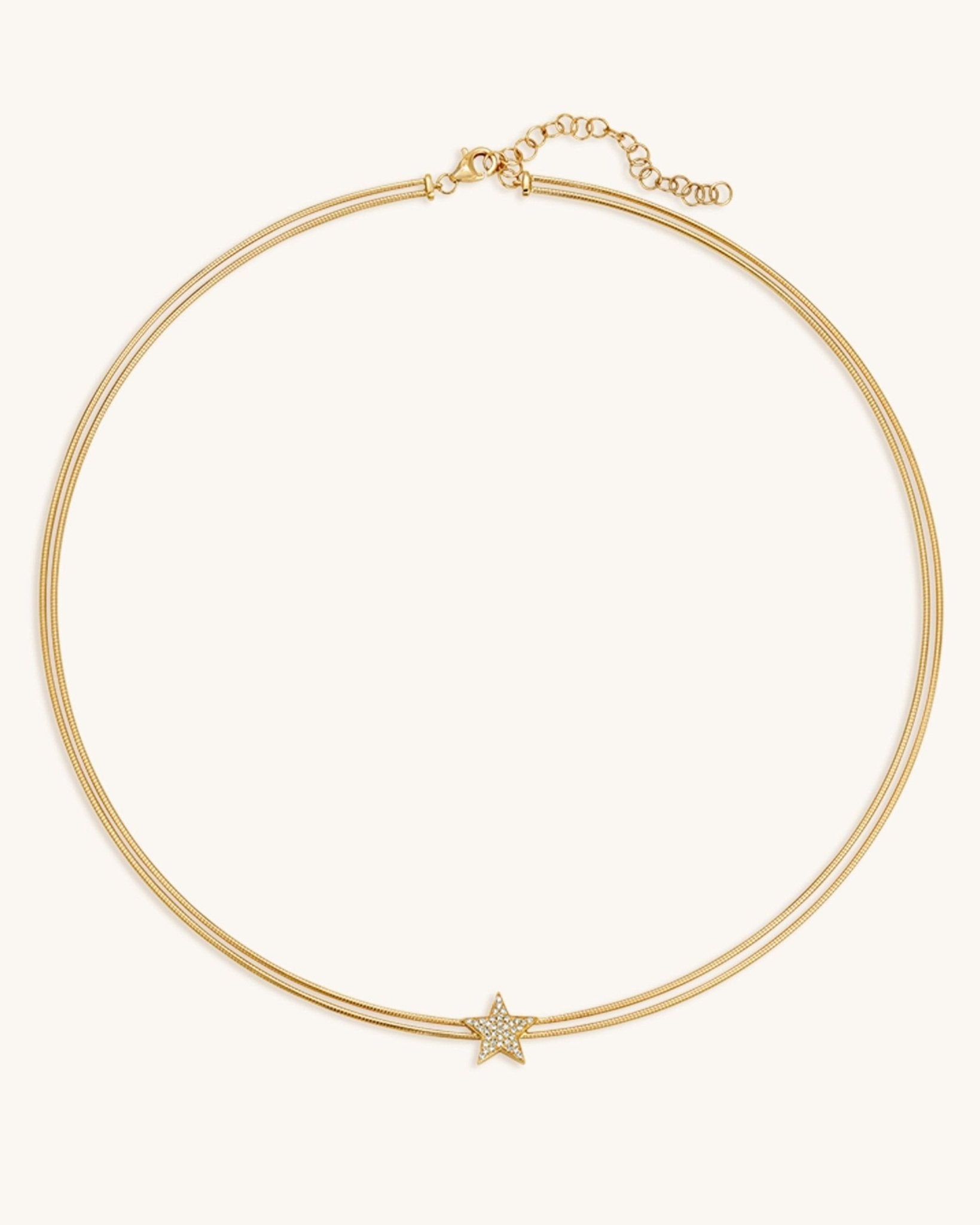Gold and Diamond Star Omega Necklace | Sparkle Society