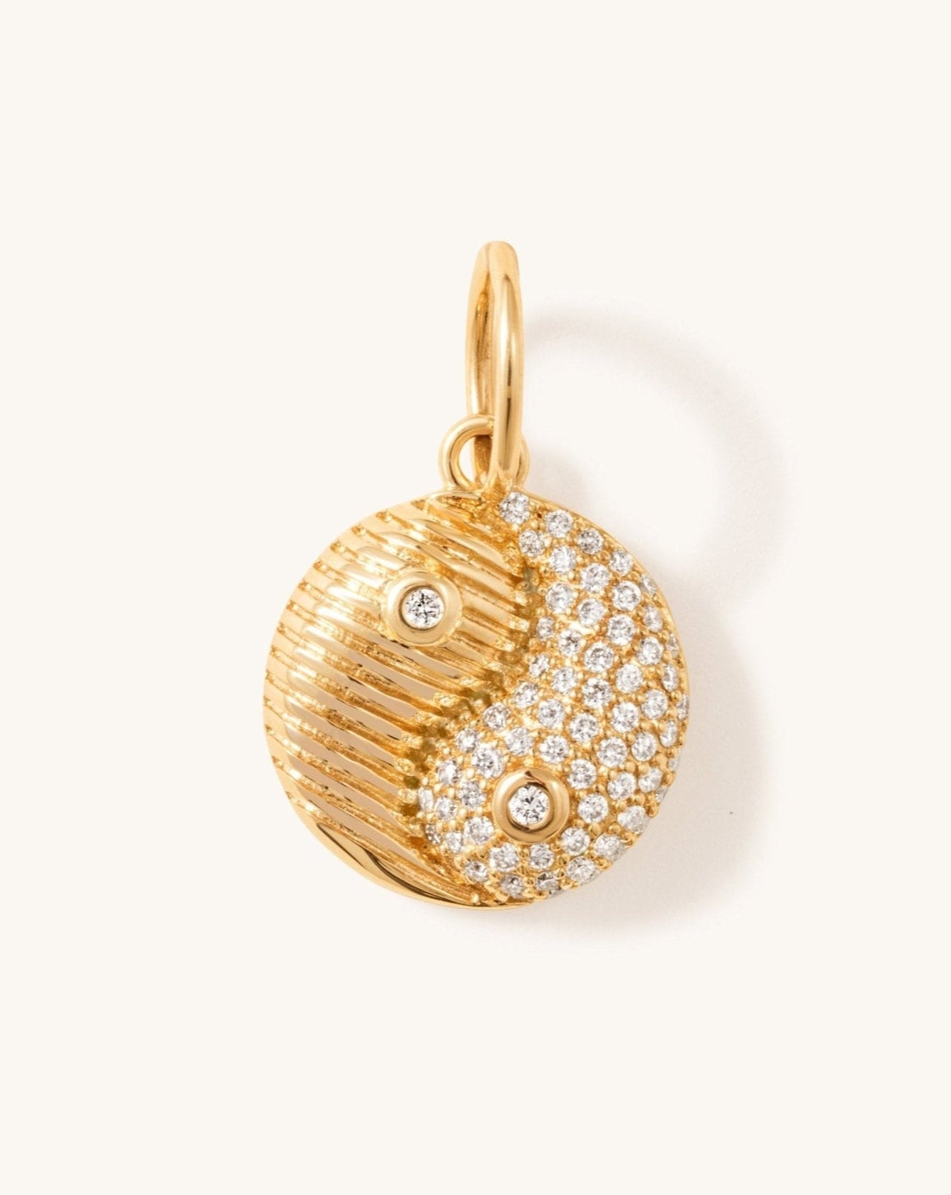 Gold and Diamond Yin & Yang Necklace Charm | Sparkle Society