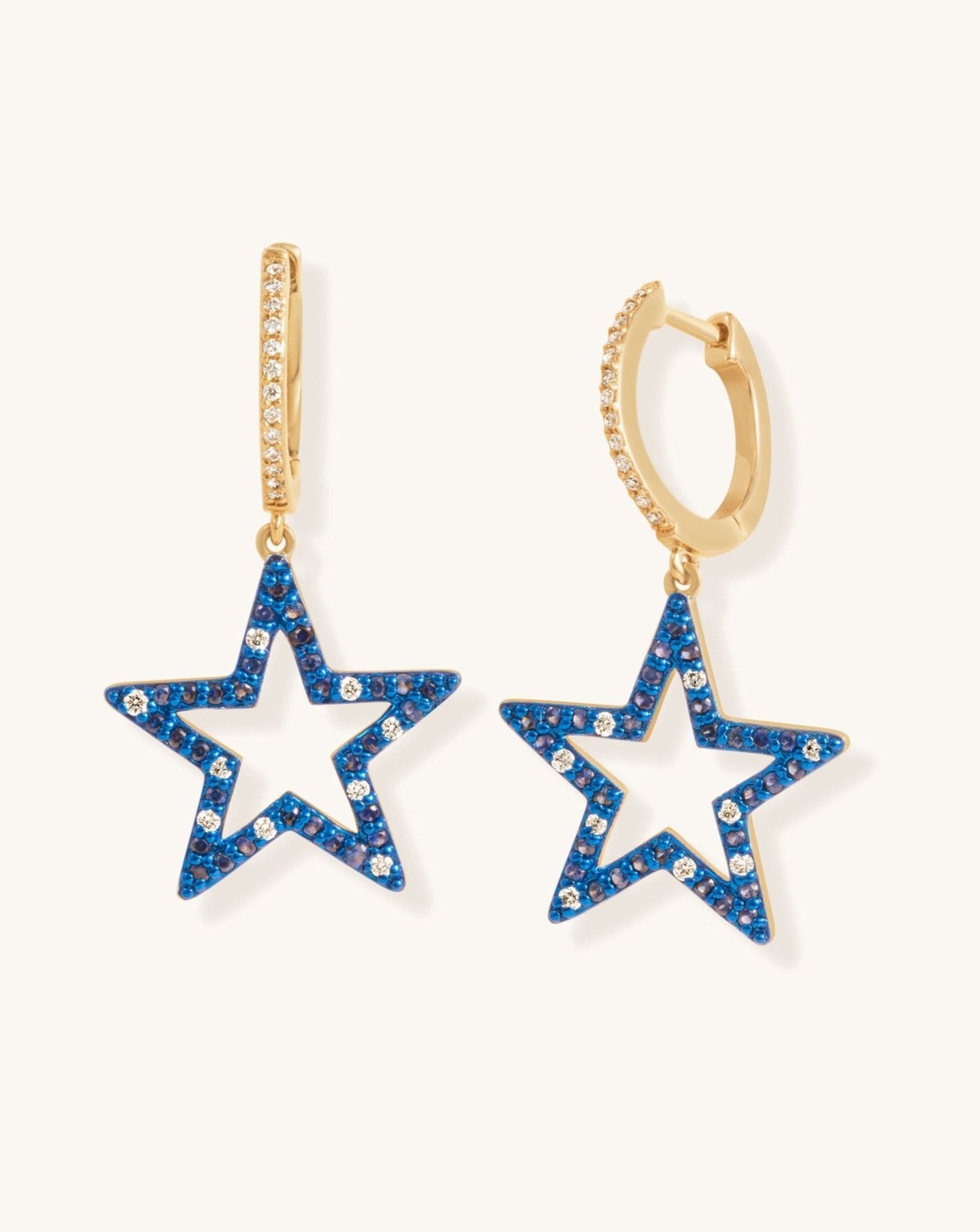 Large Gemstone Open Star Huggies | Sparkle Society
