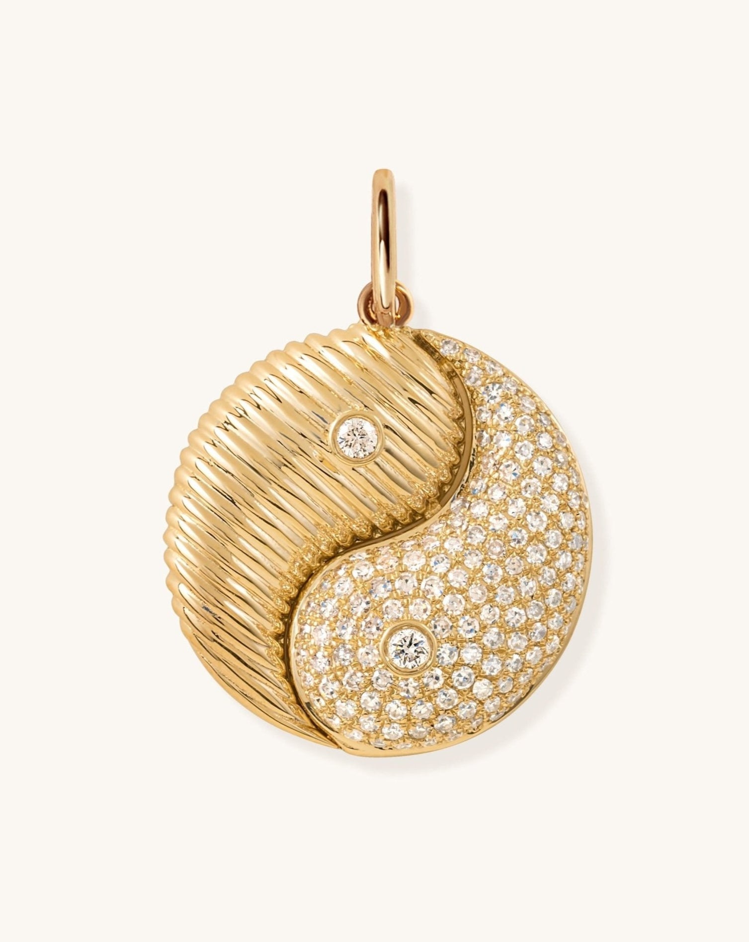 Large Gold and Diamond Yin & Yang Necklace Charm | Sparkle Society