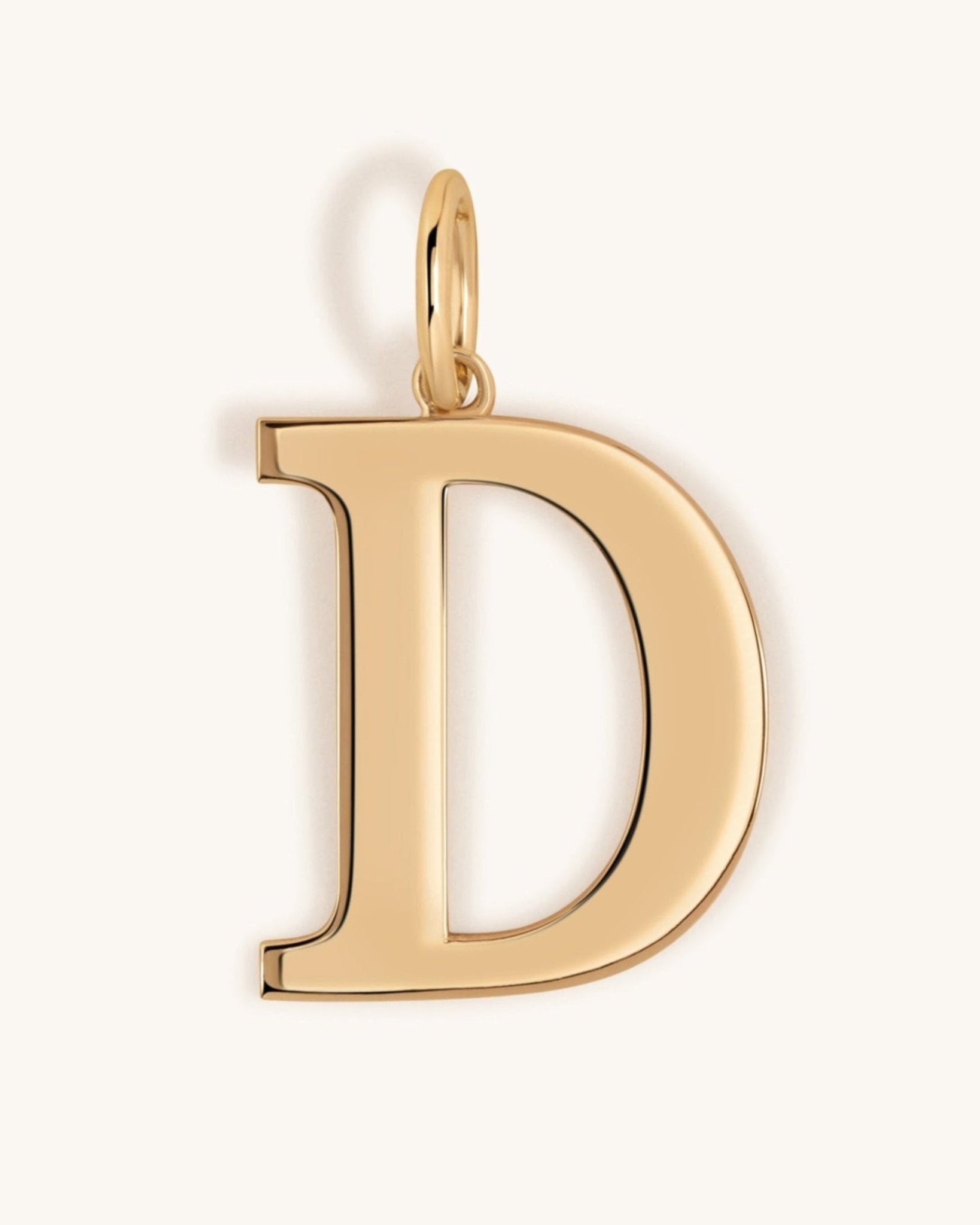 Large Solid Gold Block Initial Charm | Sparkle Society