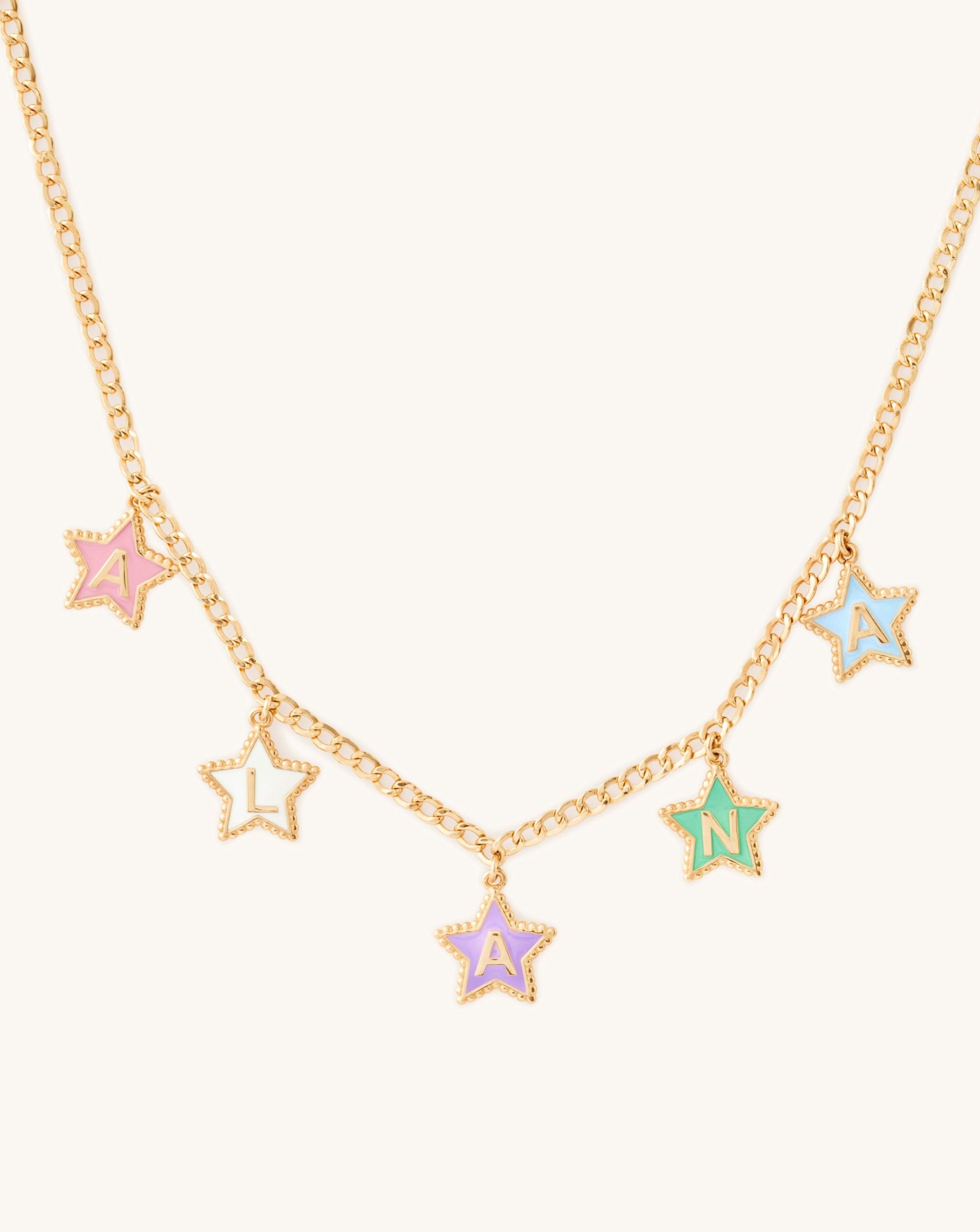 Multi Enamel Star Initials Necklace | Sparkle Society