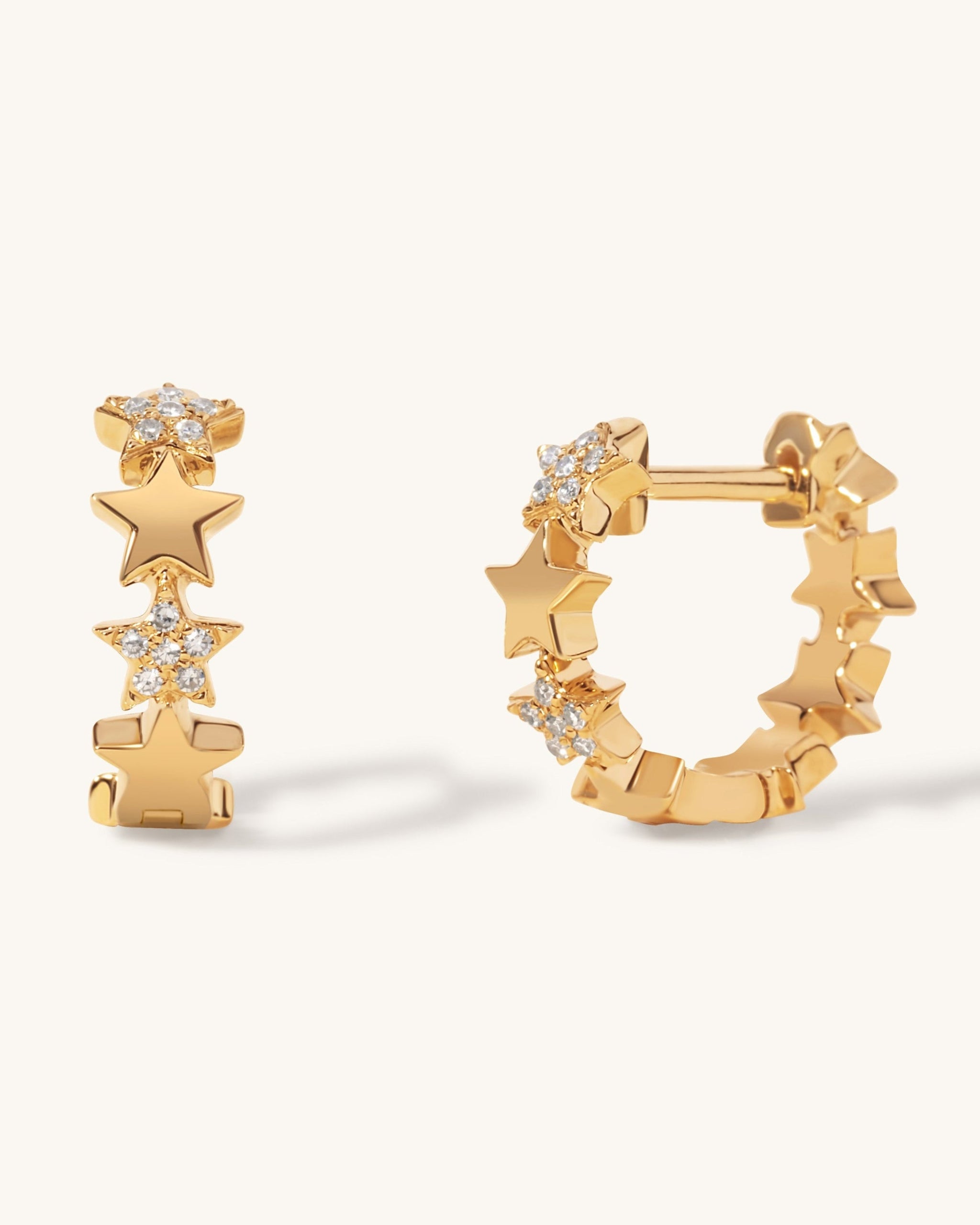 Multi Gold And Diamond Star Huggies | Sparkle Society