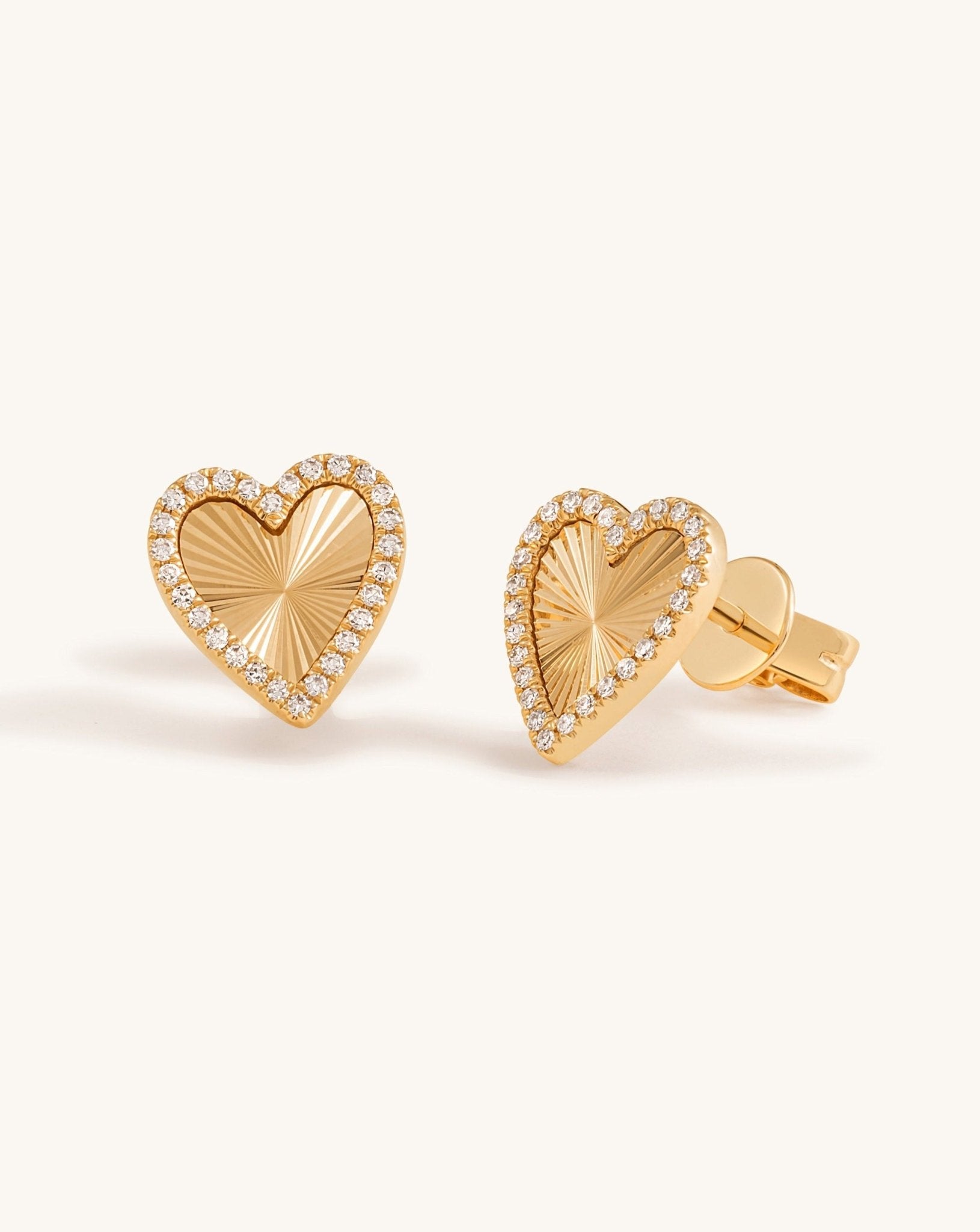 Pave Outline Radiant Gold Heart Earrings | Sparkle Society