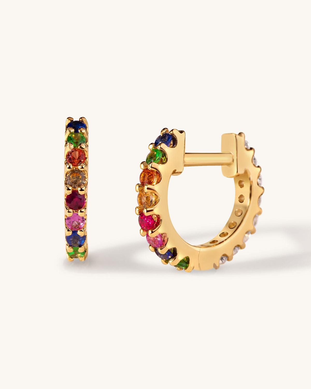 Perfect Half Gemstone Half Diamond Huggies | Sparkle Society
