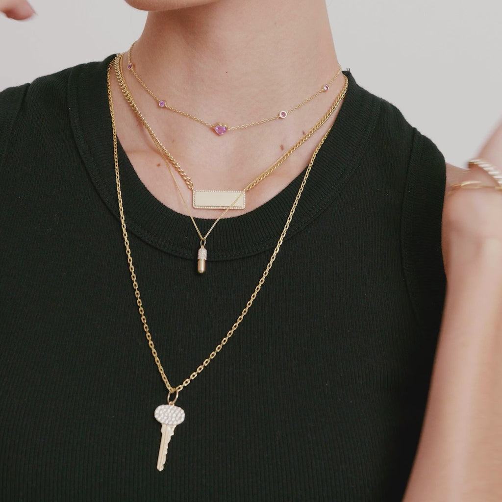 Diamond Key Necklace Charm | Sparkle Society