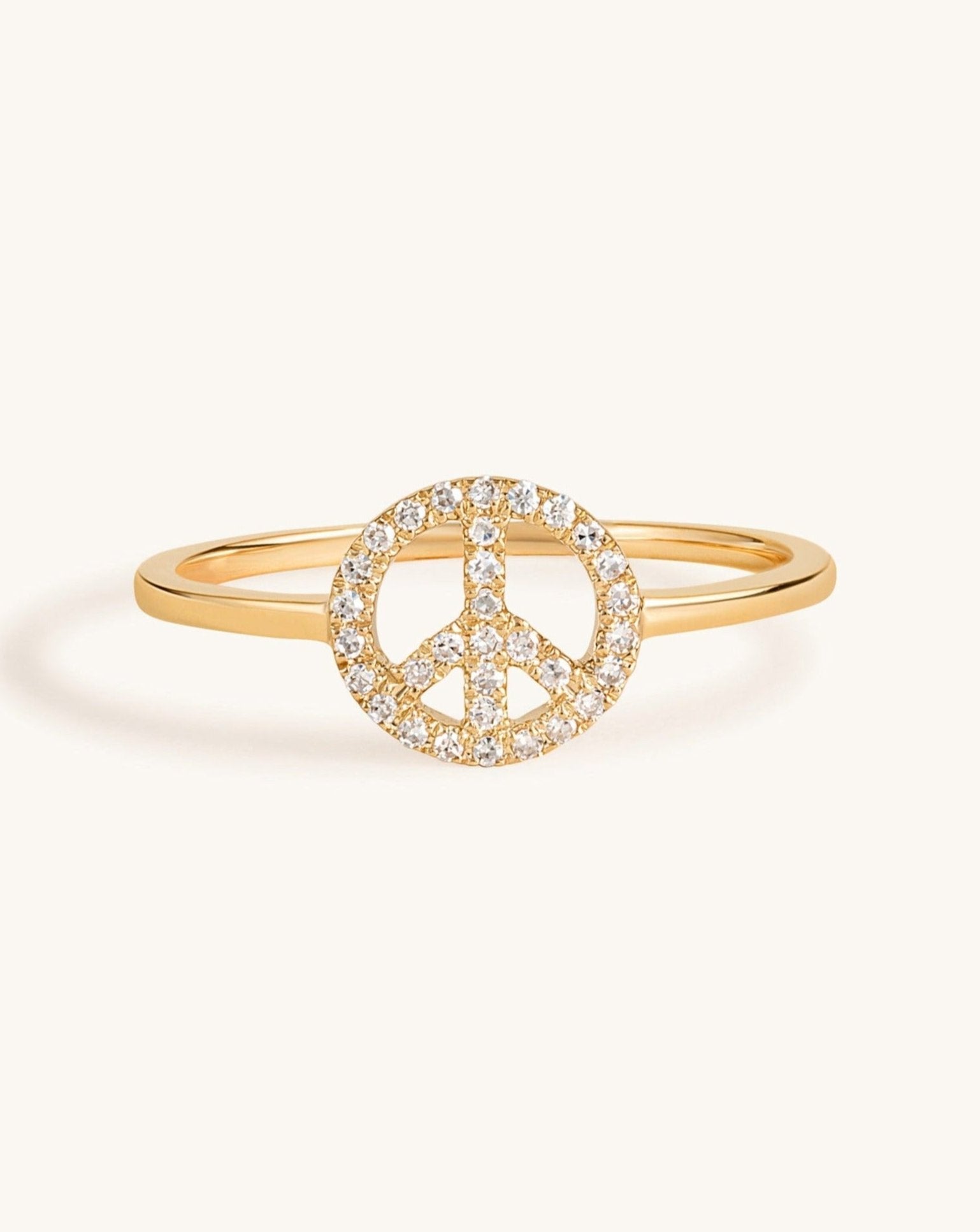 Small Diamond Peace Sign Ring | Sparkle Society