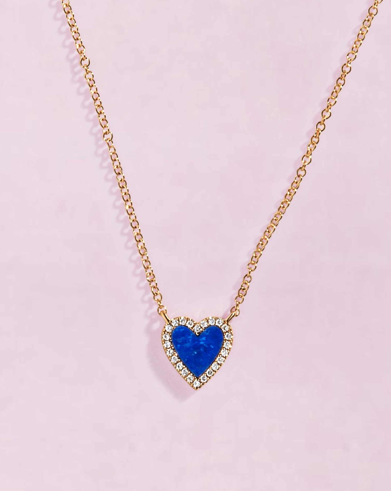Small Pave Outline Gemstone Heart Necklace | Sparkle Society