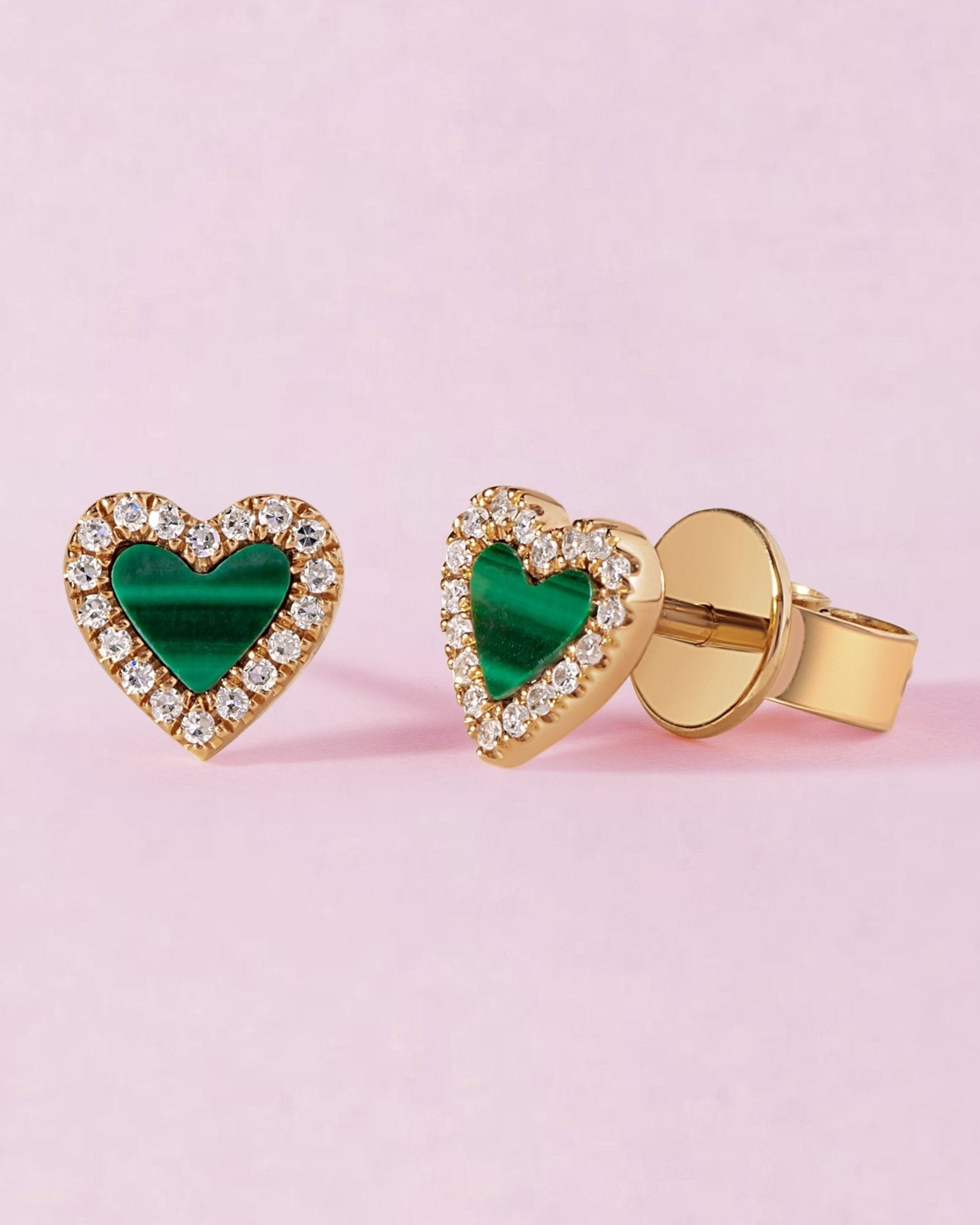 Small Pave Outline Gemstone Heart Studs | Sparkle Society
