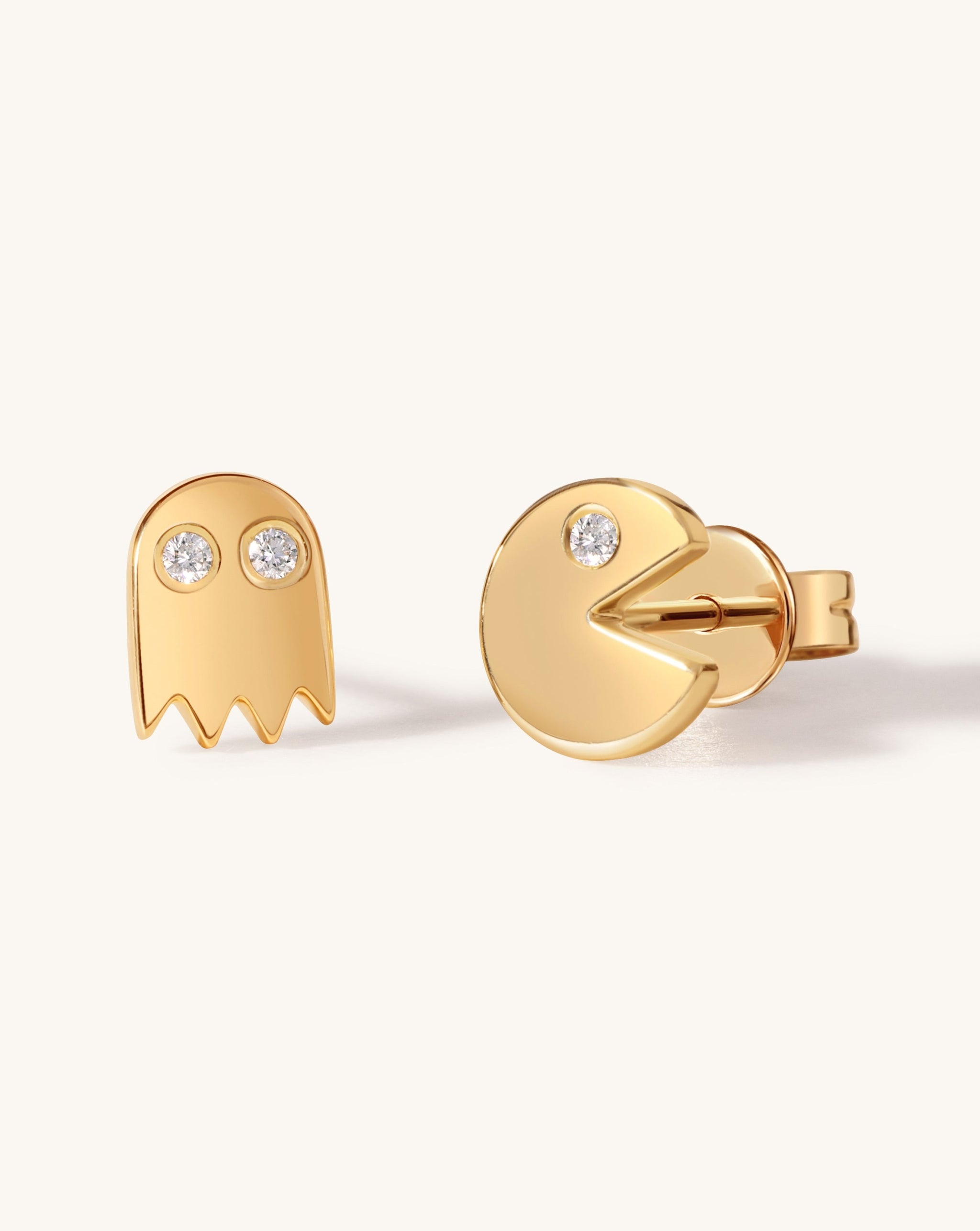Solid Gold Pac Man Stud Earrings | Sparkle Society