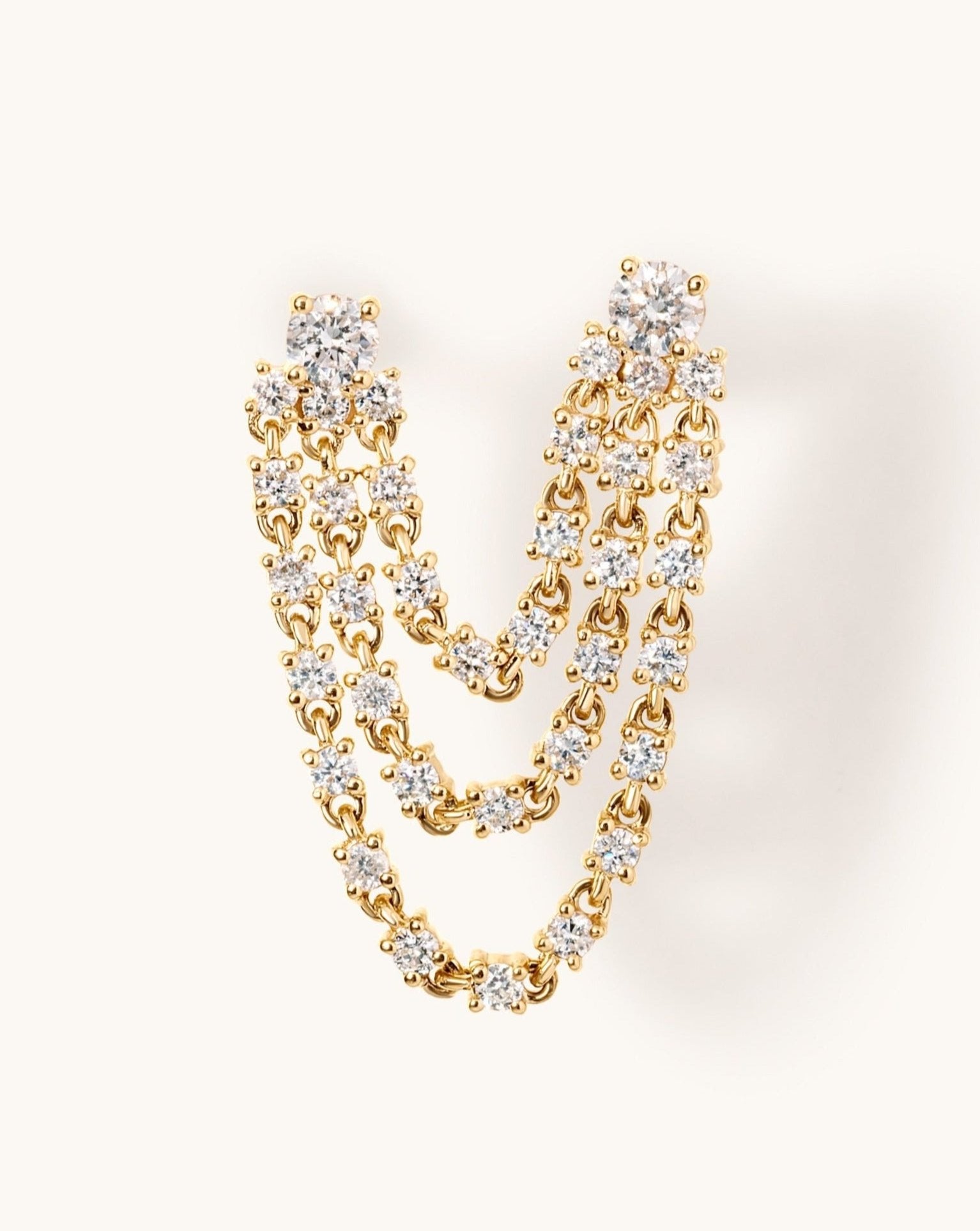 Triple Diamond Chain Drop Earrings | Sparkle Society