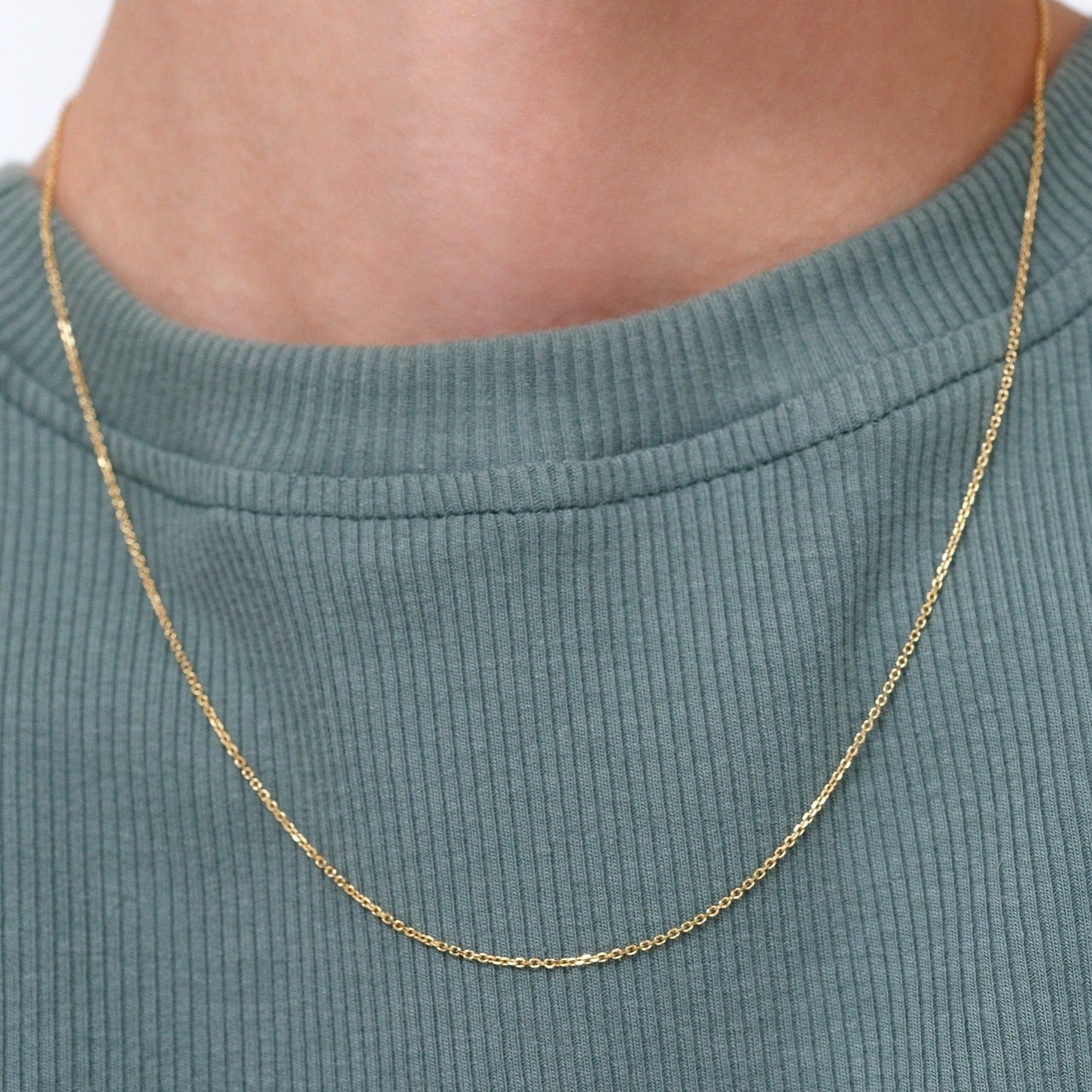 1.05mm Solid Gold Adjustable Cable Chain | Sparkle Society