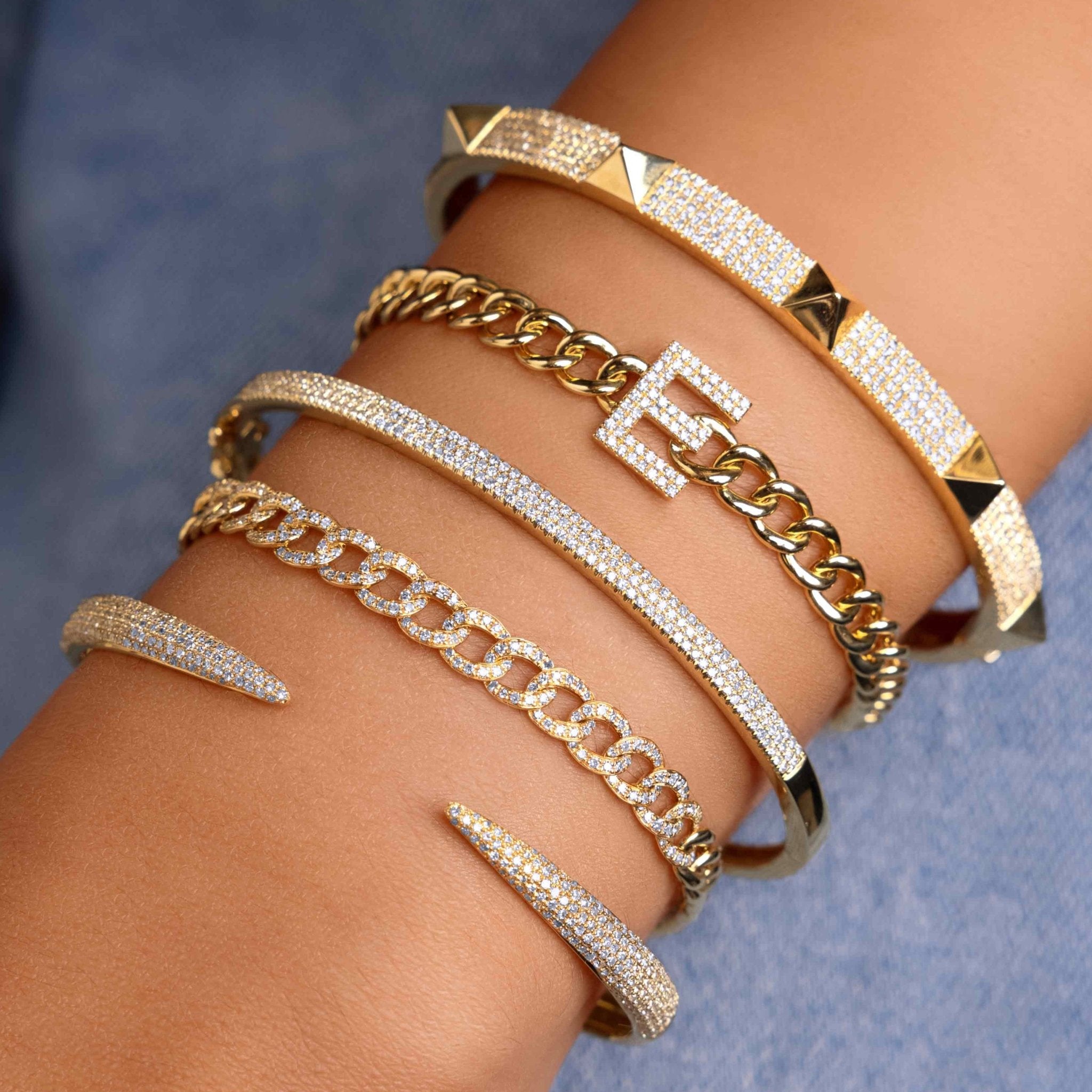 Large Pave Spike Bangle | Sparkle Society