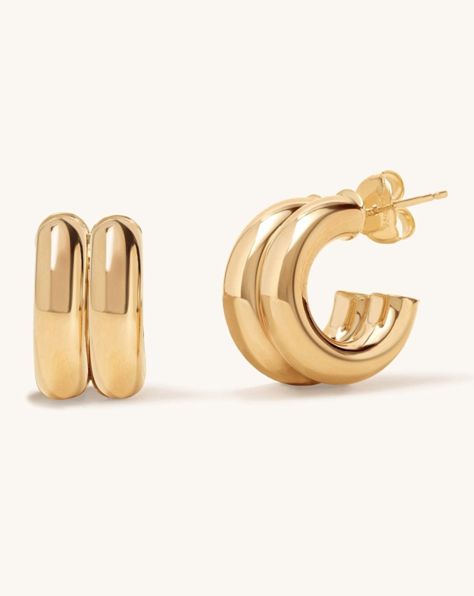 Double Hollow Gold Tube Hoops | Sparkle Society