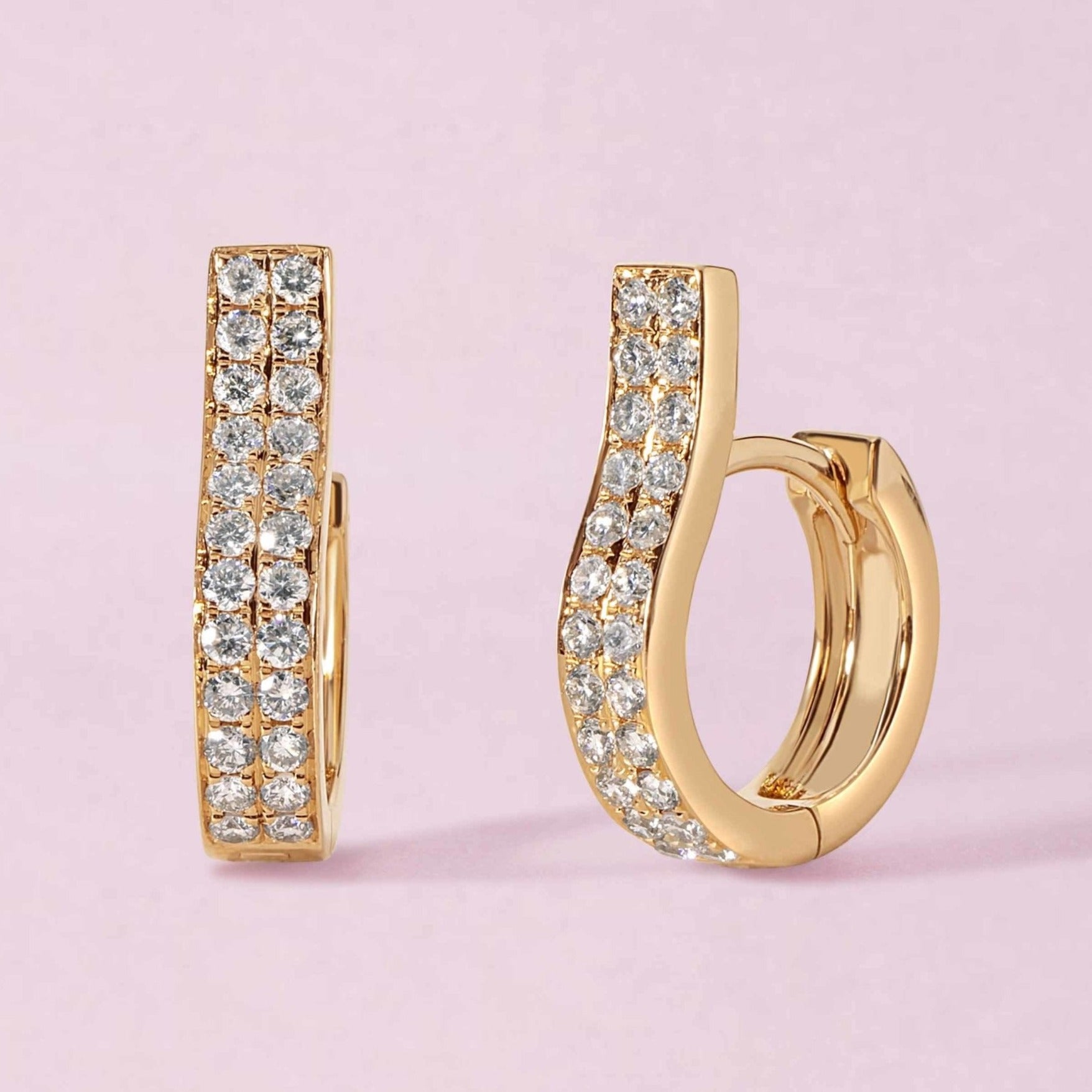 Elongated Double Row Diamond Huggies | Sparkle Society