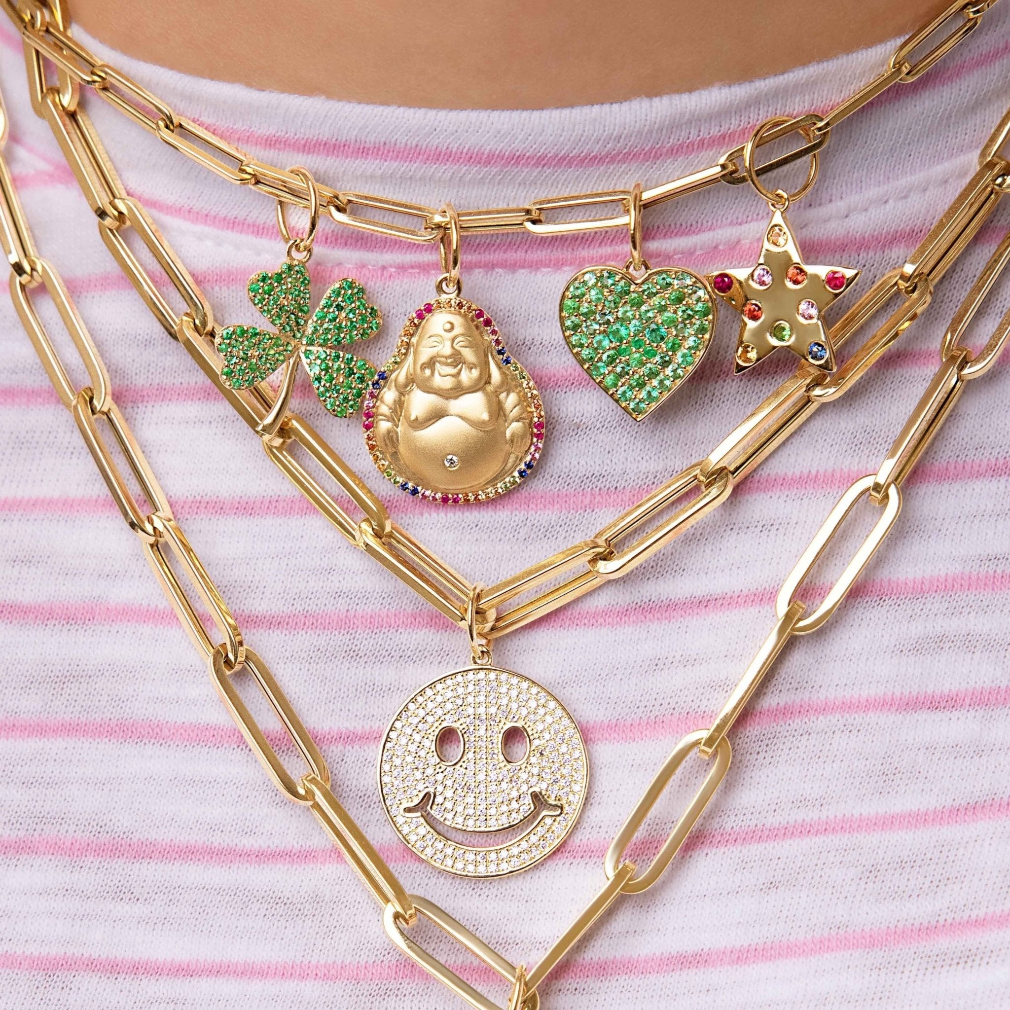 Emerald Clover Necklace Charm | Sparkle Society