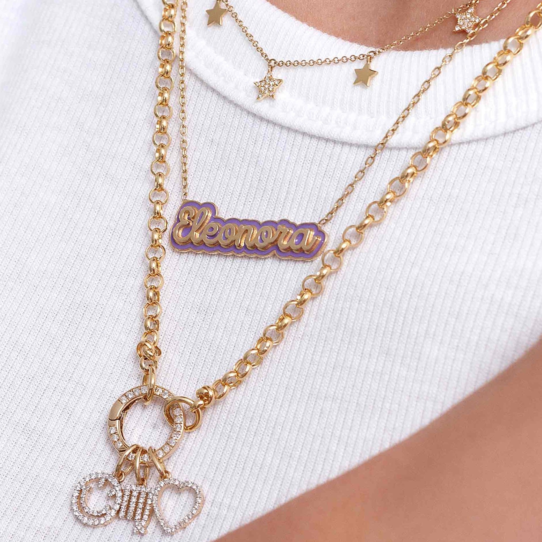 Enamel Gold Name Chain Necklace | Sparkle Society