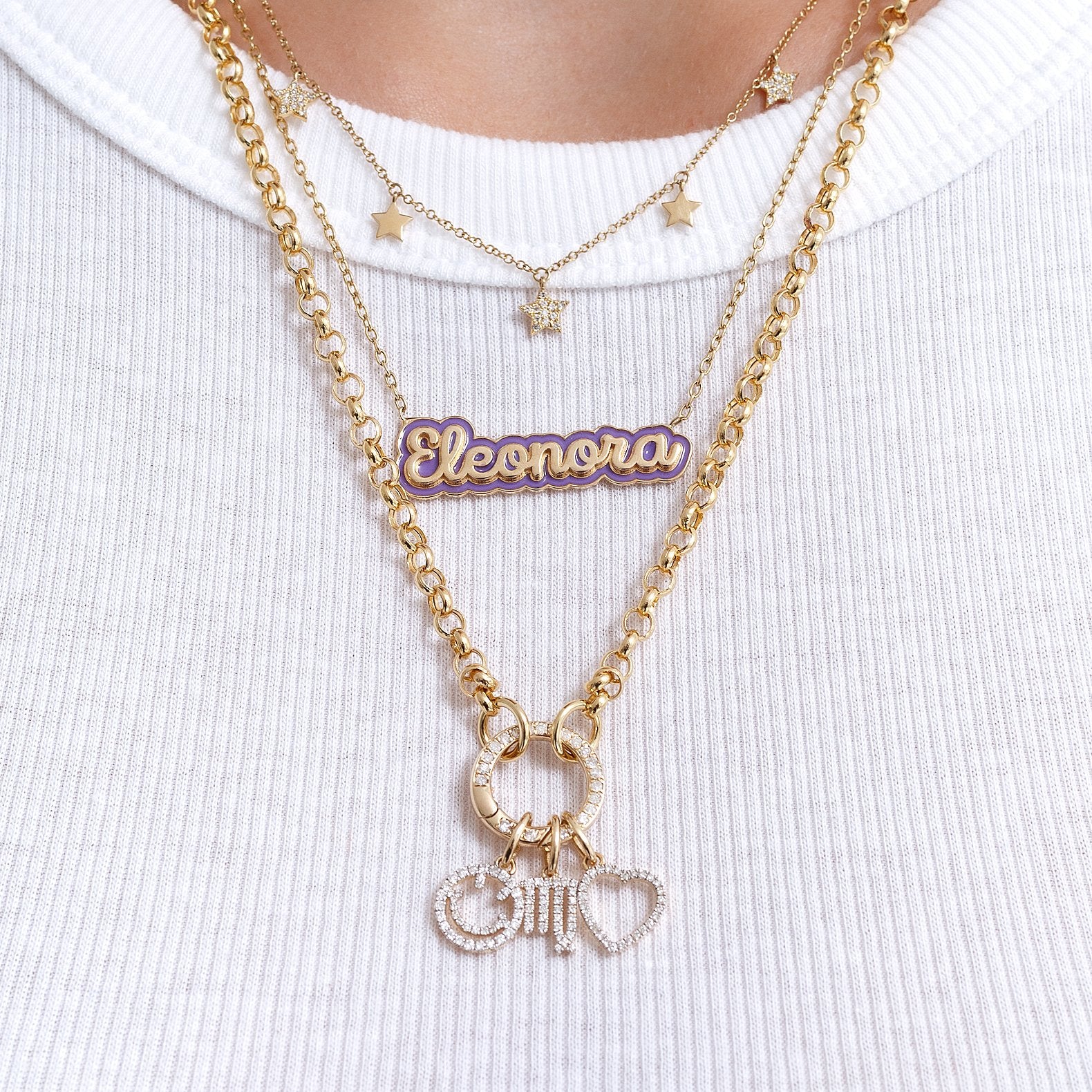 Enamel Gold Name Chain Necklace | Sparkle Society