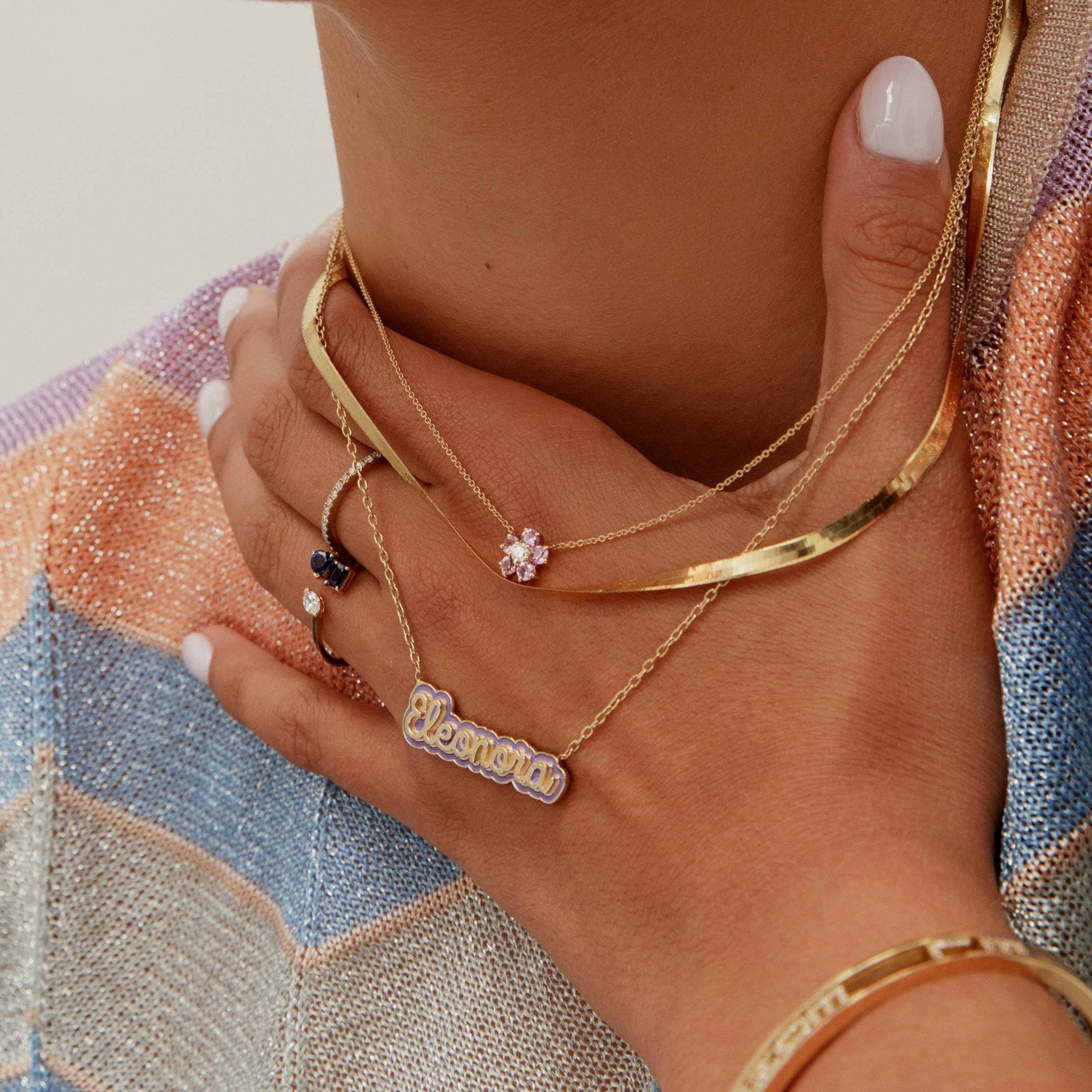 Enamel Gold Name Chain Necklace | Sparkle Society