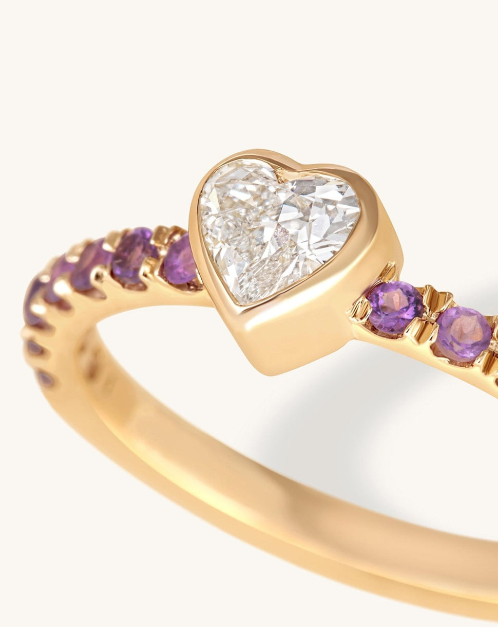 Fancy Diamond Bezel Gemstone Band Ring | Sparkle Society