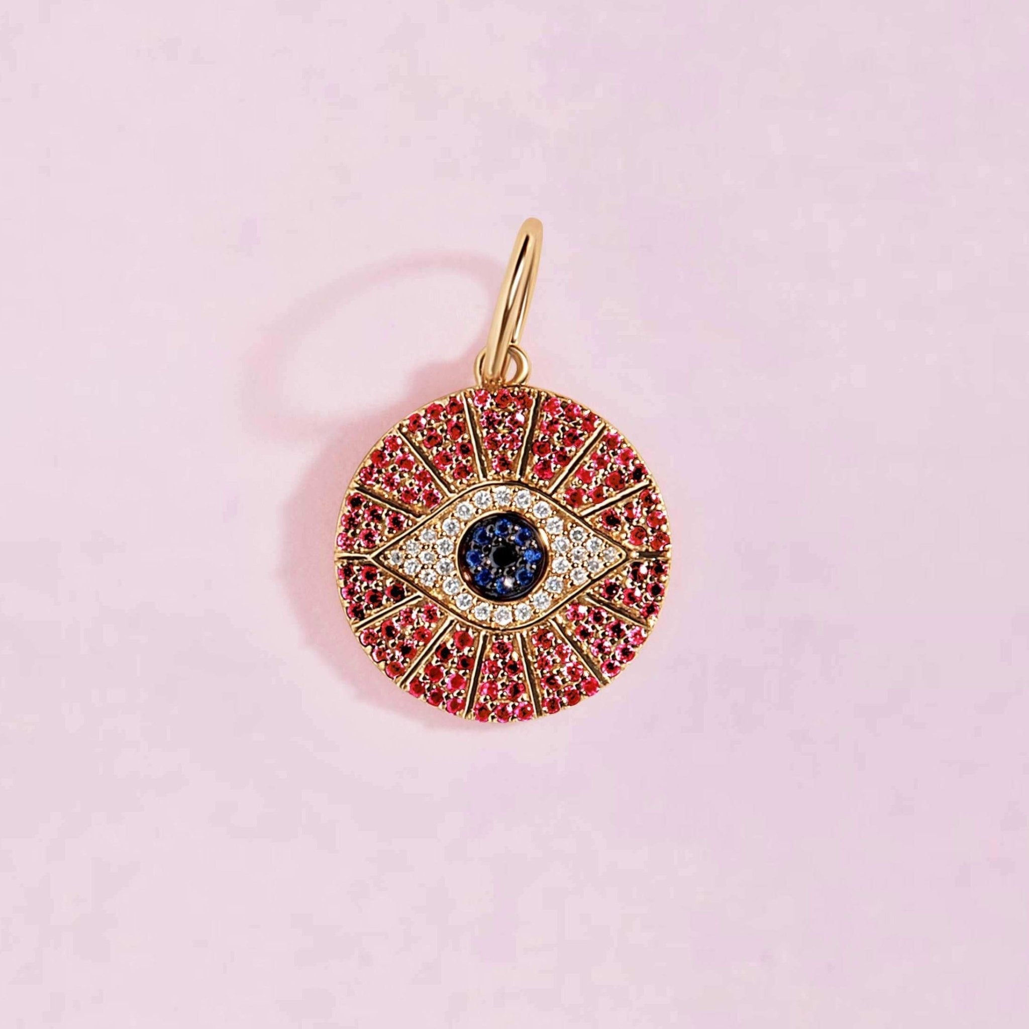 Small Gemstone Evil Eye Necklace Charm | Eleonora Beracasa – Sparkle ...
