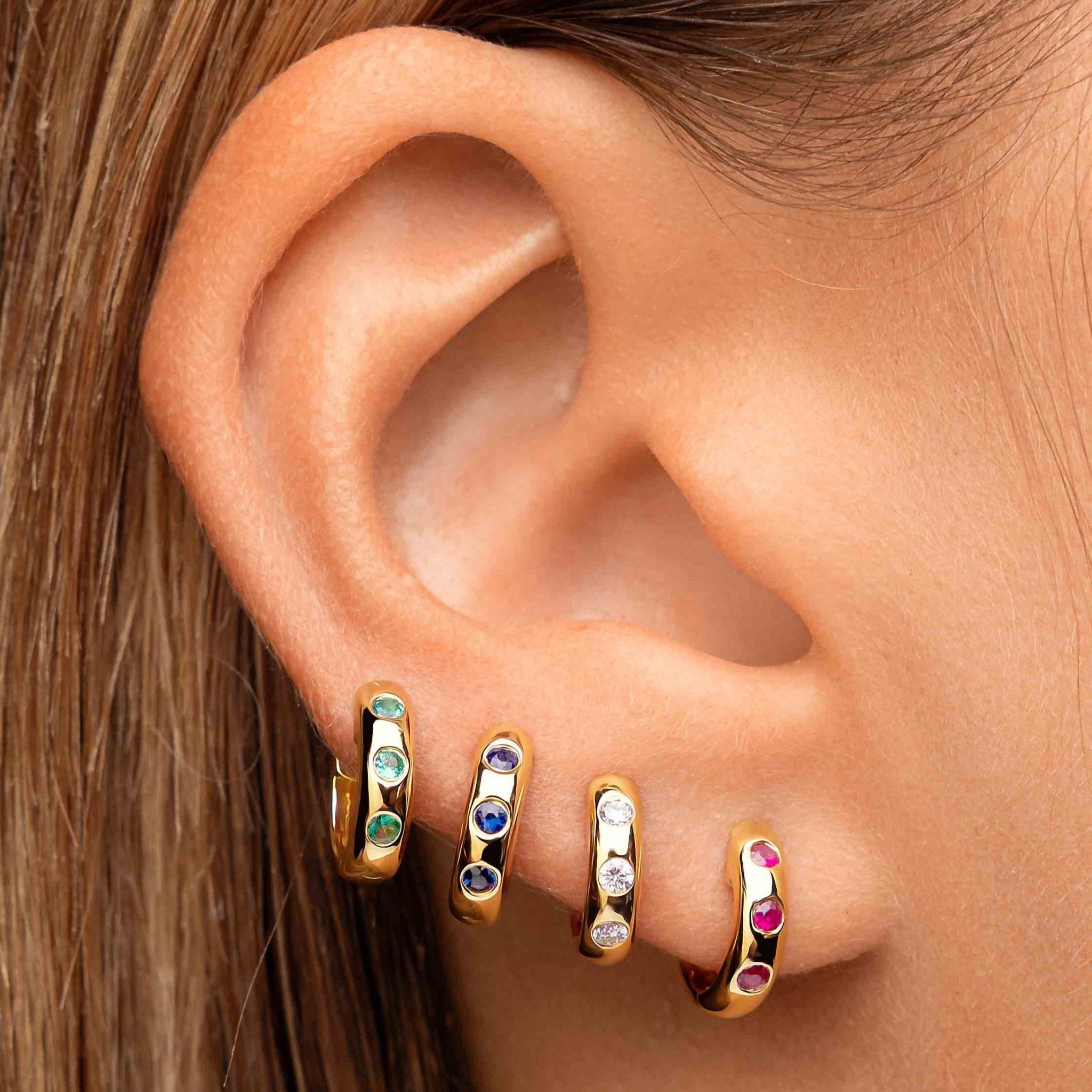 Gemstone Inlay Huggies | Sparkle Society