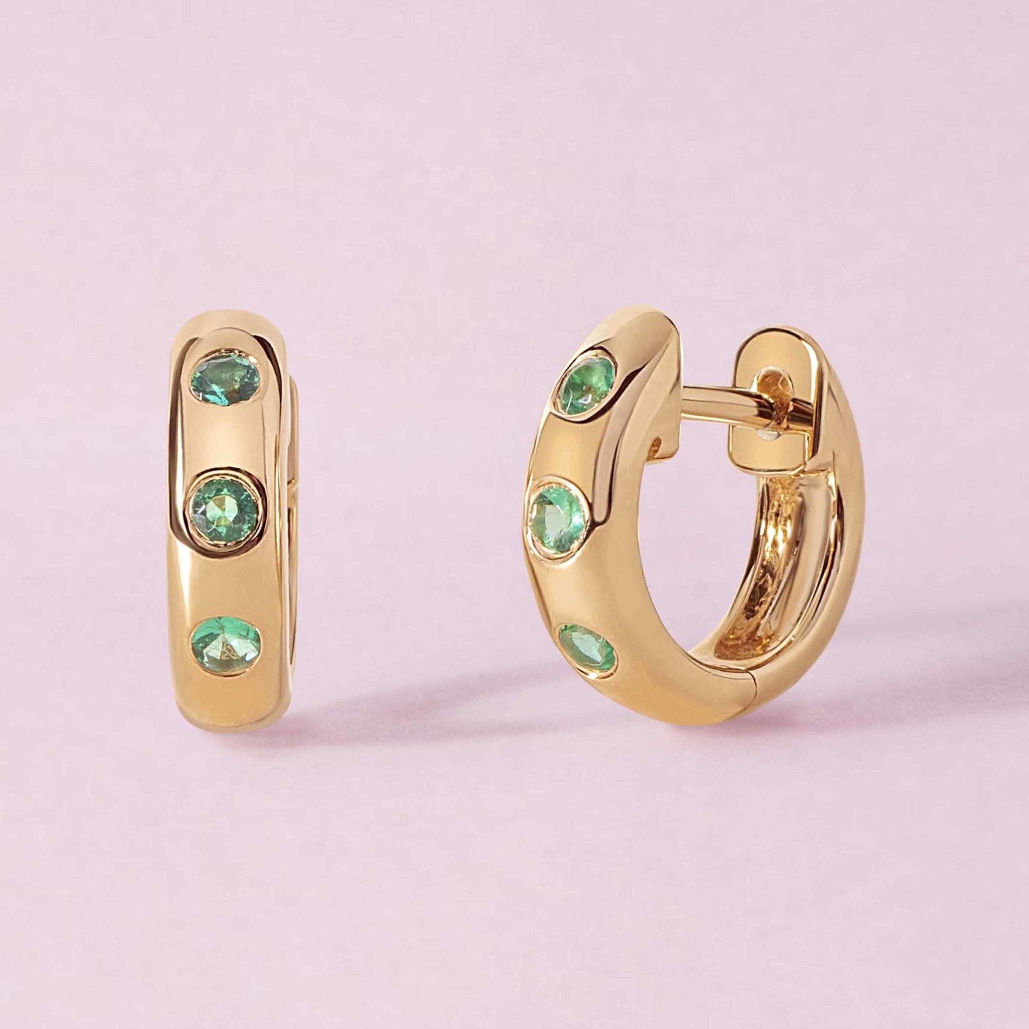 Gemstone Inlay Huggies | Sparkle Society