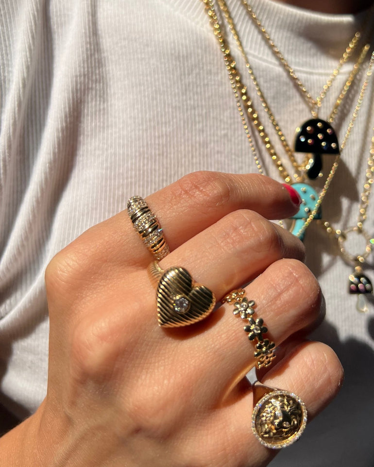 Gold and Diamond Croissant Ring | Sparkle Society