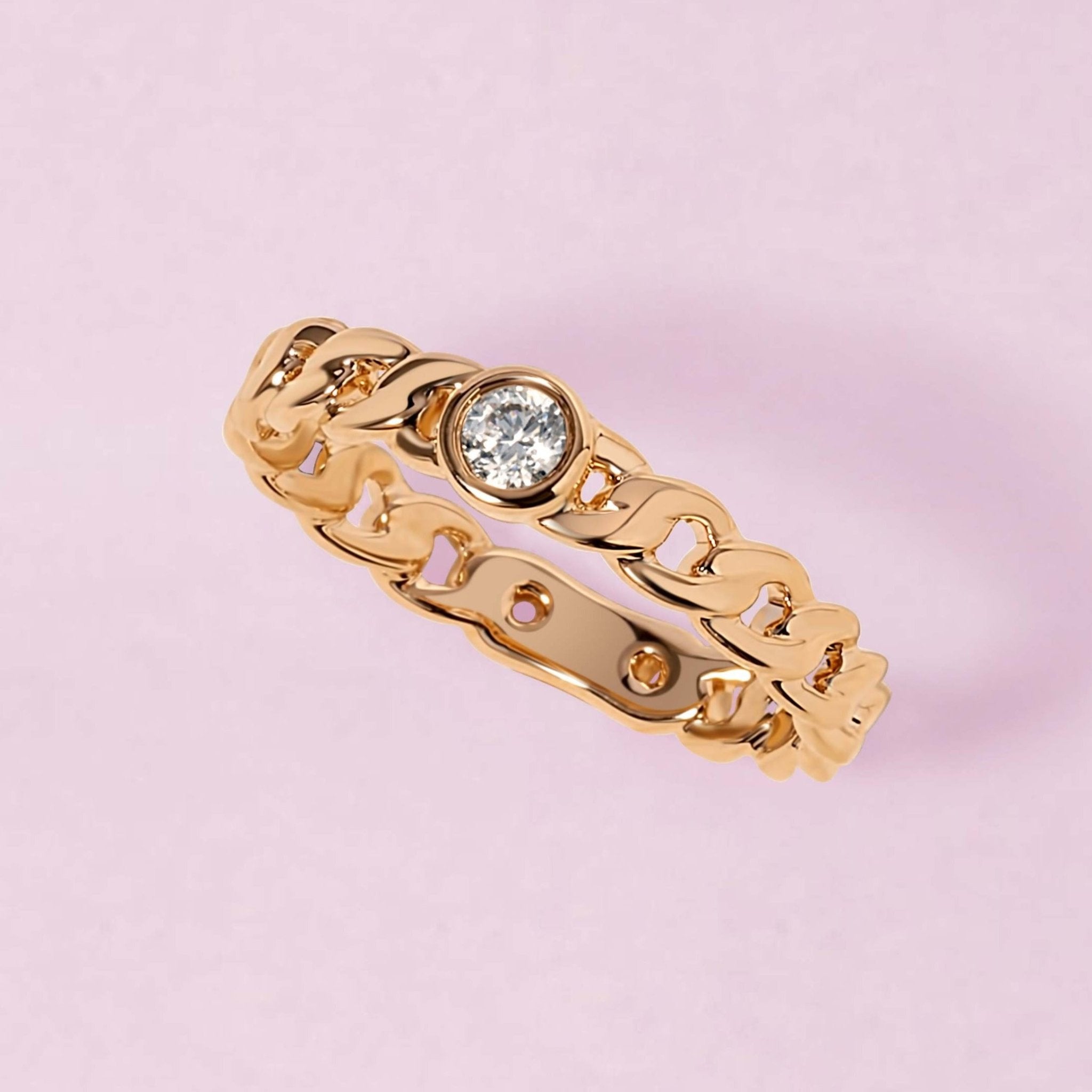 Single Diamond Cuban Link Ring | Sparkle Society