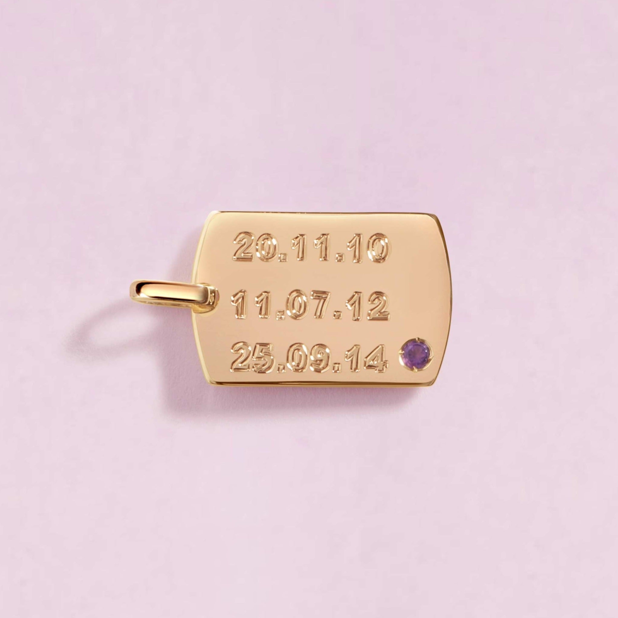 Engravable Solid Gold And Single Gemstone ID Tag | Sparkle Society