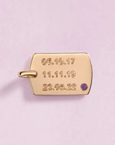 Engravable Solid Gold And Single Gemstone ID Tag | Sparkle Society