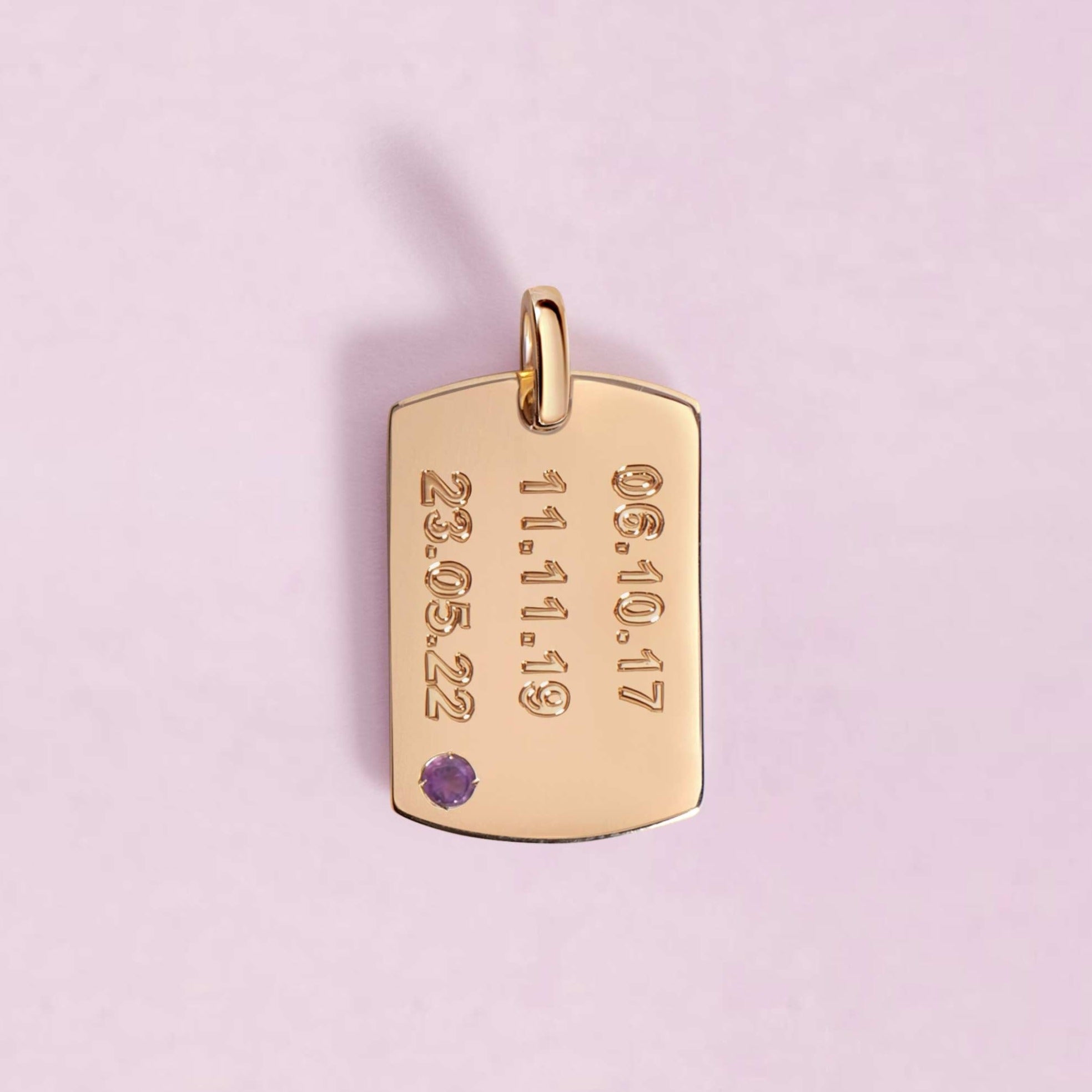 Engravable Solid Gold And Single Gemstone ID Tag | Sparkle Society