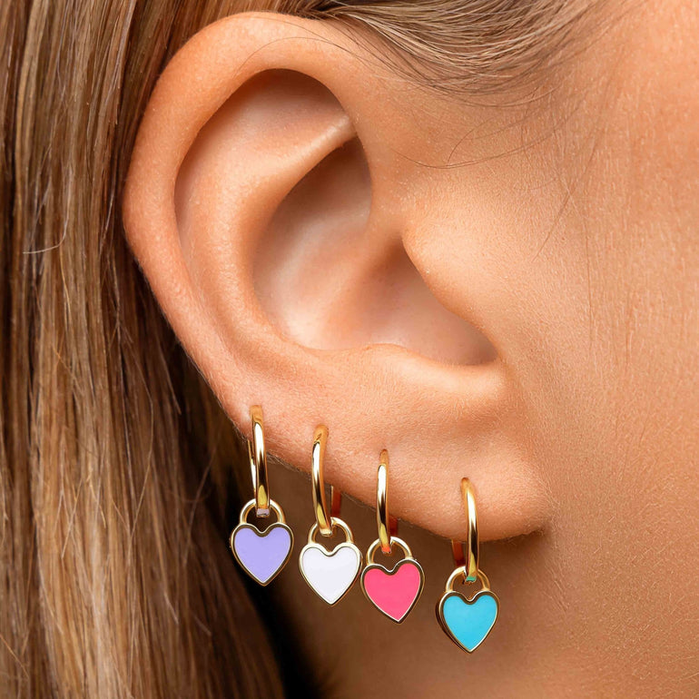 Tiny Enamel Heart Earring Charm | Sparkle Society