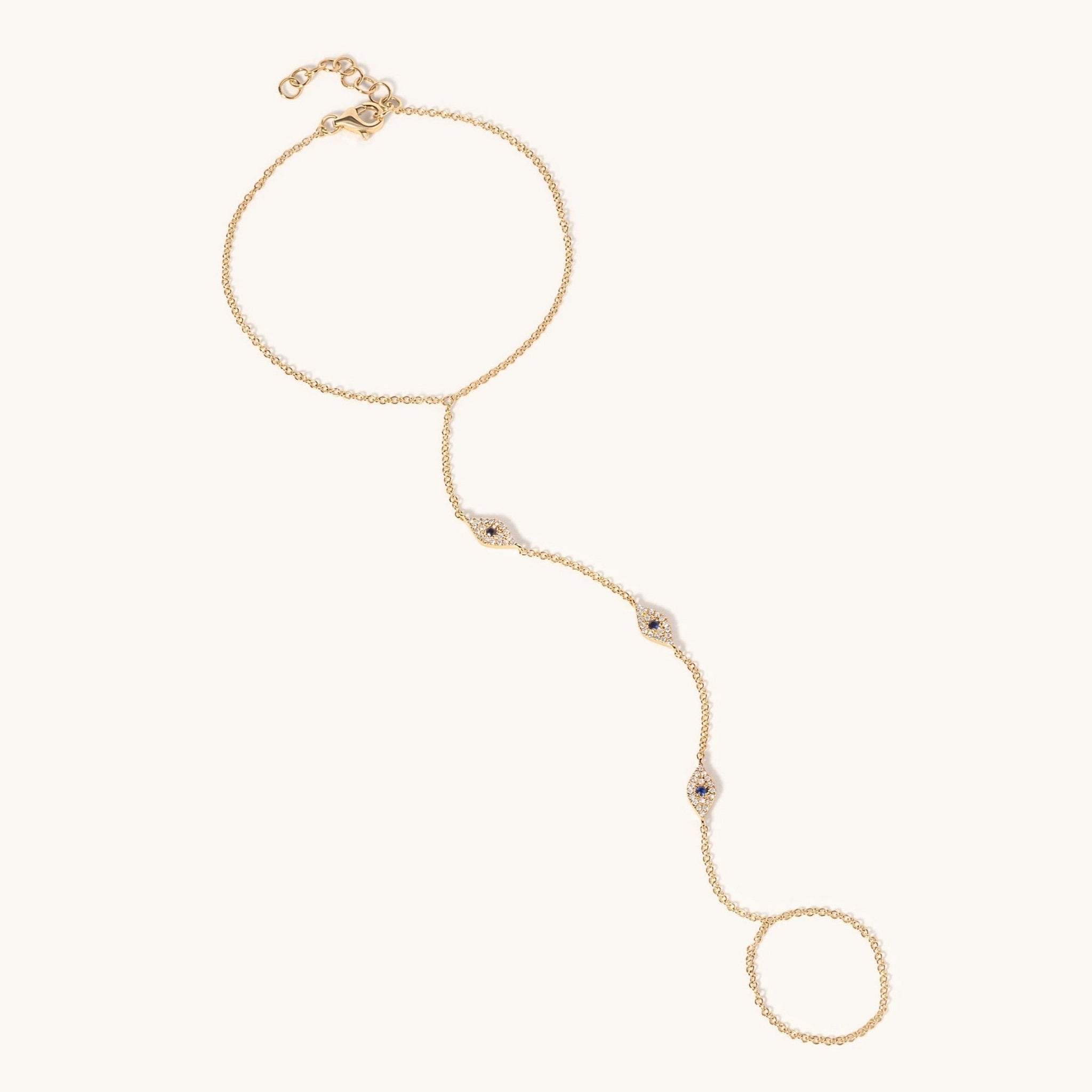 Triple Diamond Evil Eye Hand Chain Bracelet | Sparkle Society