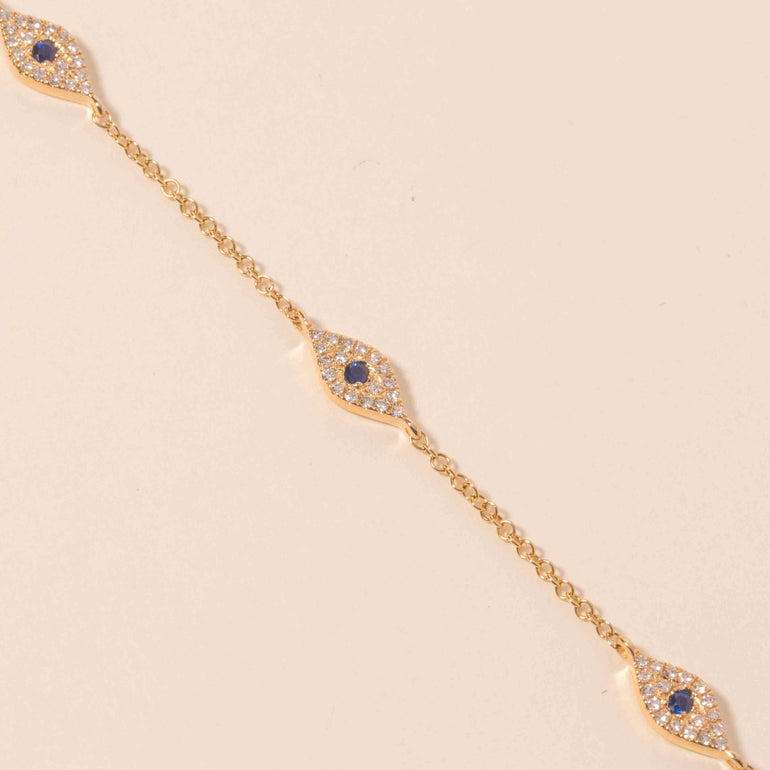 Triple Diamond Evil Eye Hand Chain Bracelet | Sparkle Society