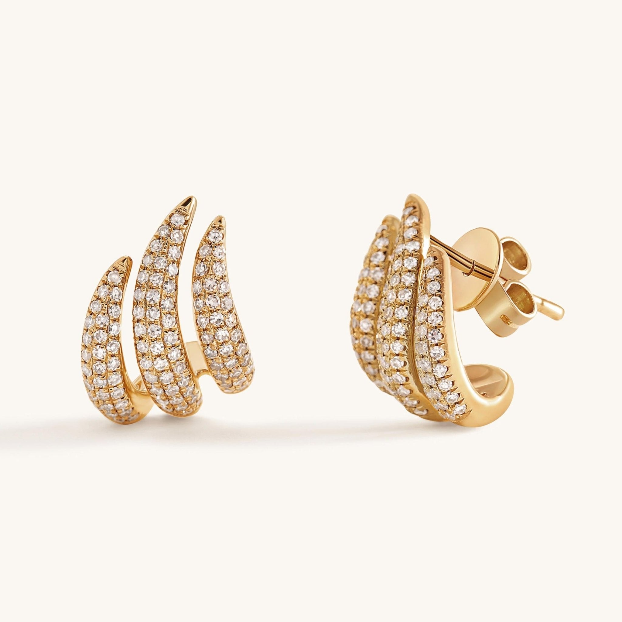 Triple Diamond Wavy Caged Studs | Sparkle Society