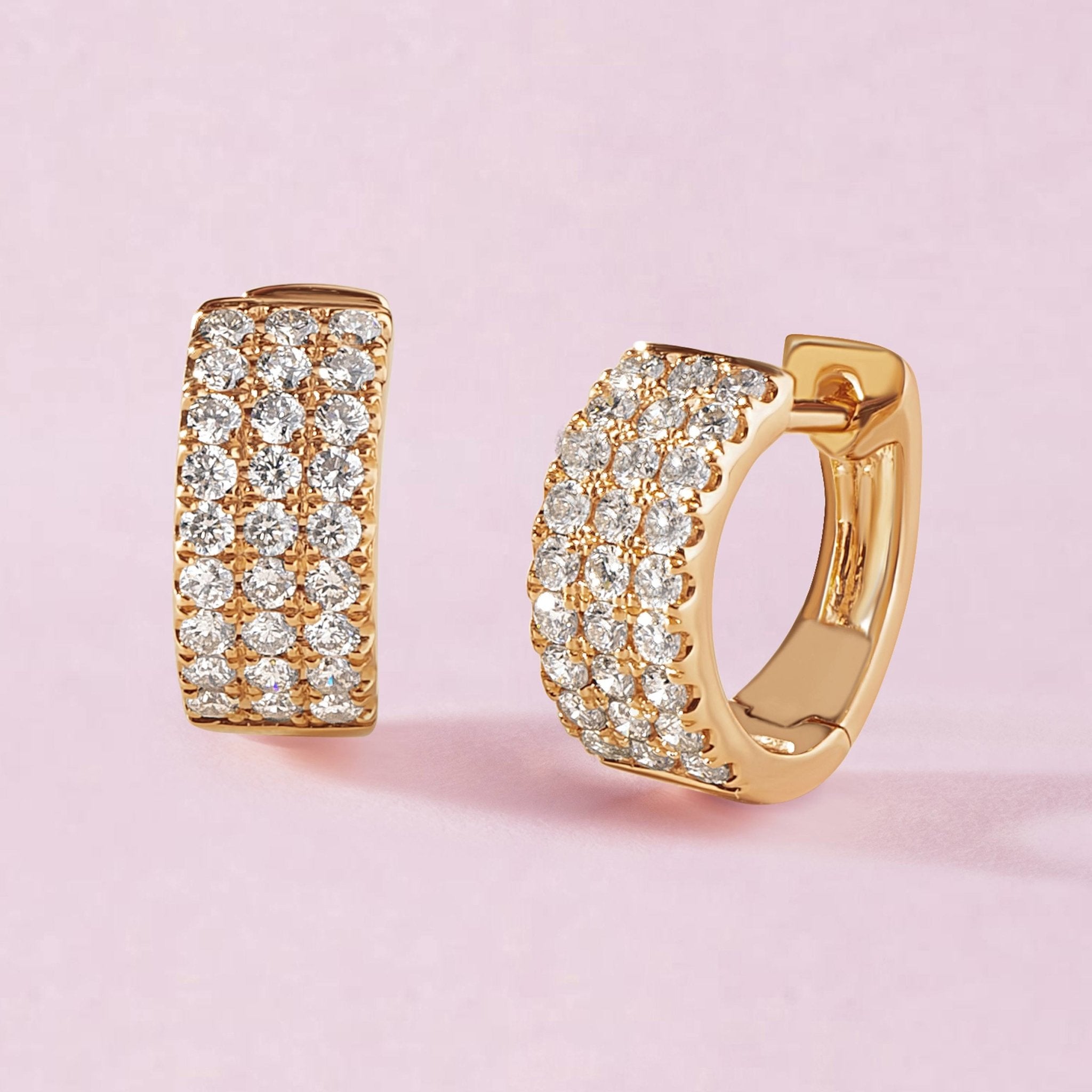 Medium Triple Row Diamond Huggies | Sparkle Society